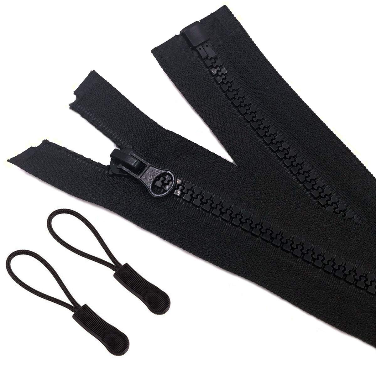 Amazon.com: 2pcs 20 inch Separating Bottom Zipper #5 Black Plastic ...