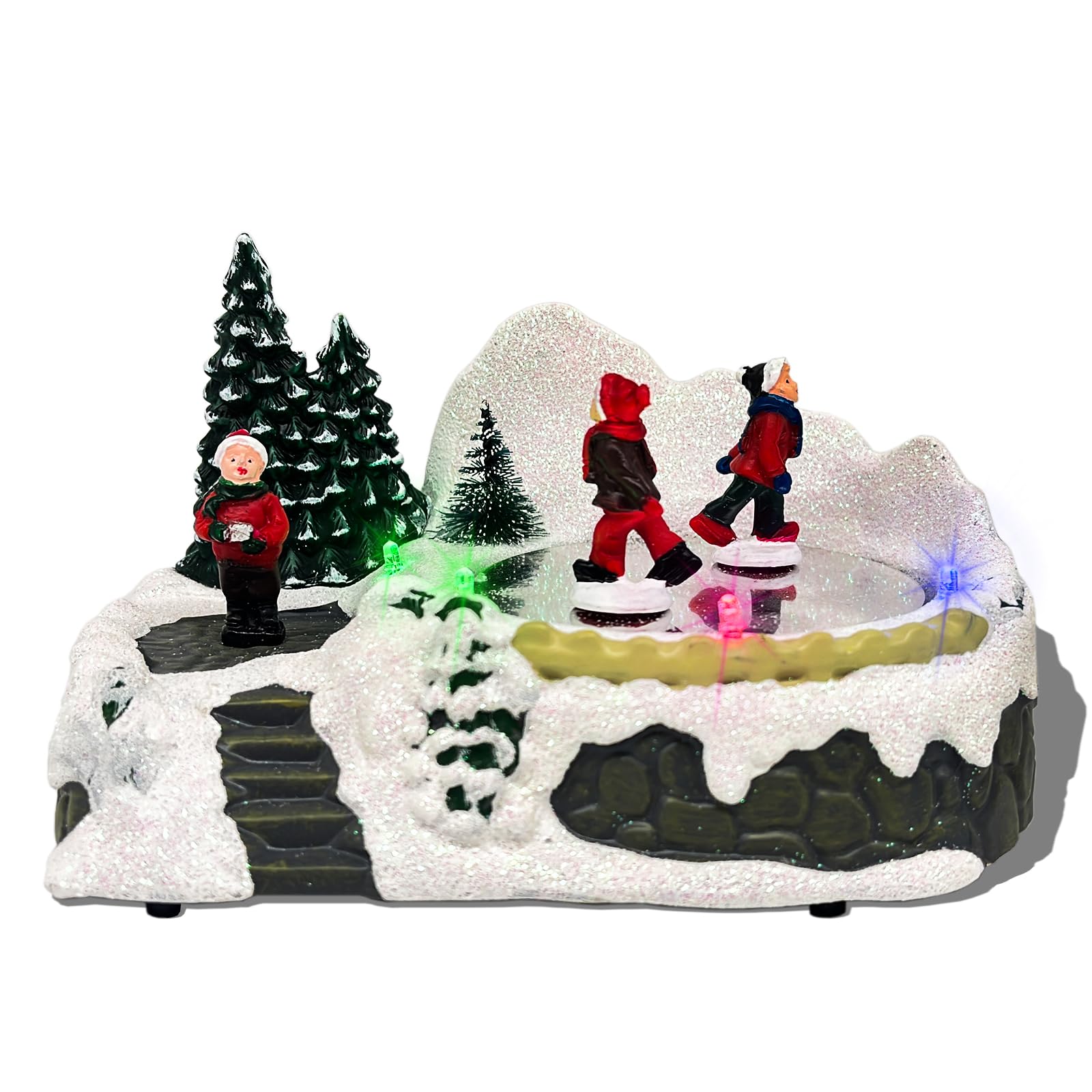 Amazon.com: oclchnilx Christmas Village Ice Skating Pond Animated ...