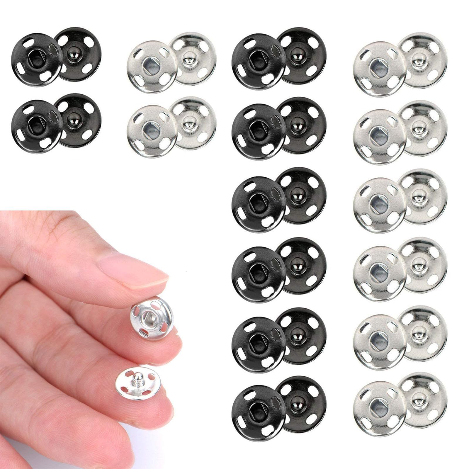 50 Sets Press Studs, Metal Snap Buttons, Snap Fasteners, Metal Snap ...