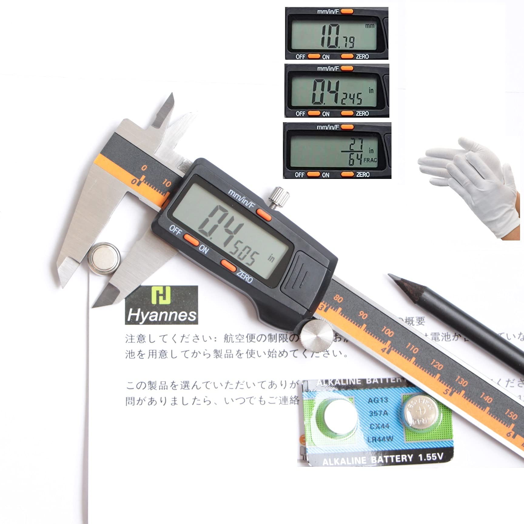 Auto-Off Inch/Millimeter/Fraction 6 inch Digital caliper Measuring Tool ...