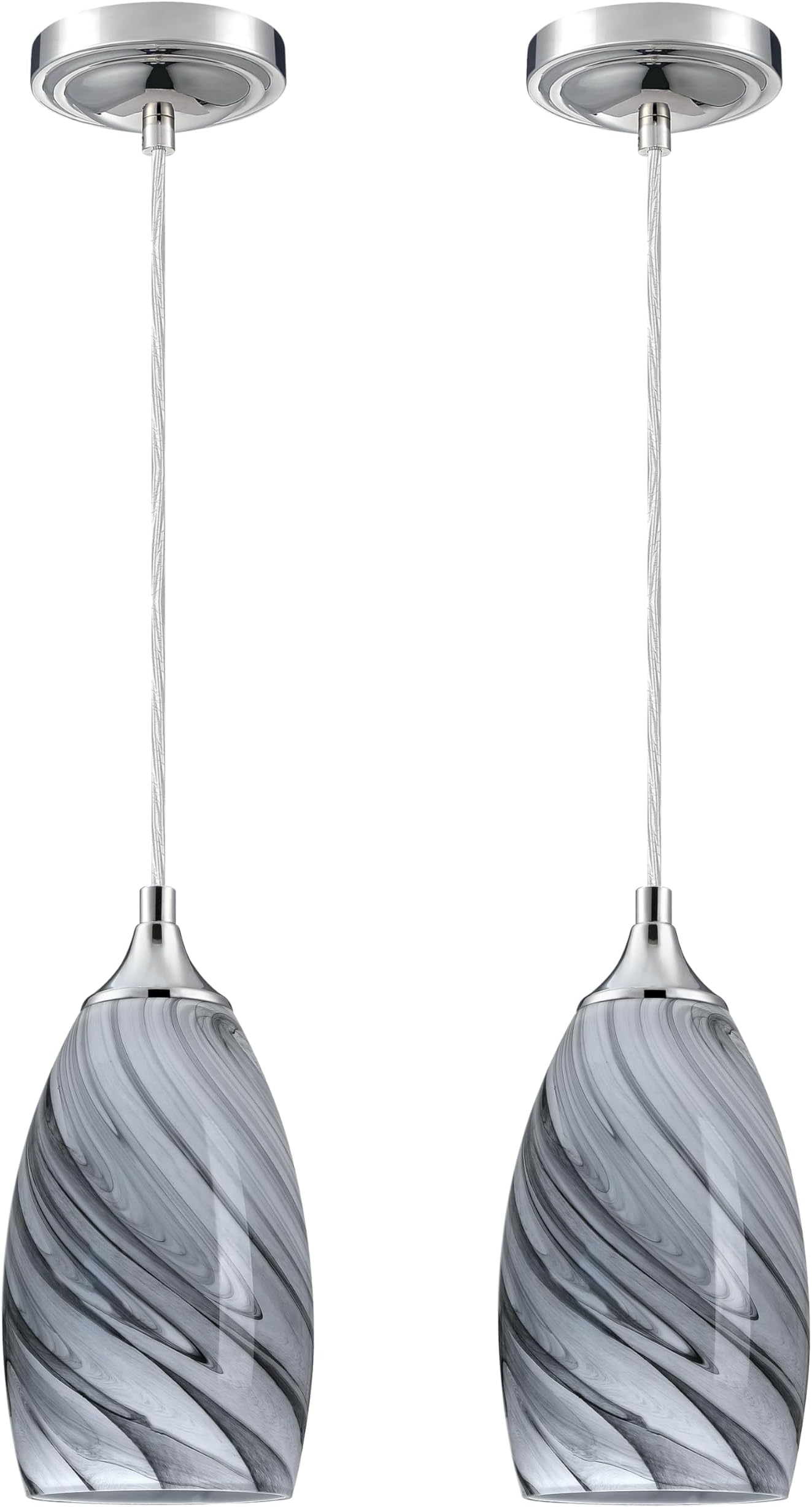 VAXCEL Milano Satin Nickel Mini Pendant Ceiling Light Gray White Glass ...