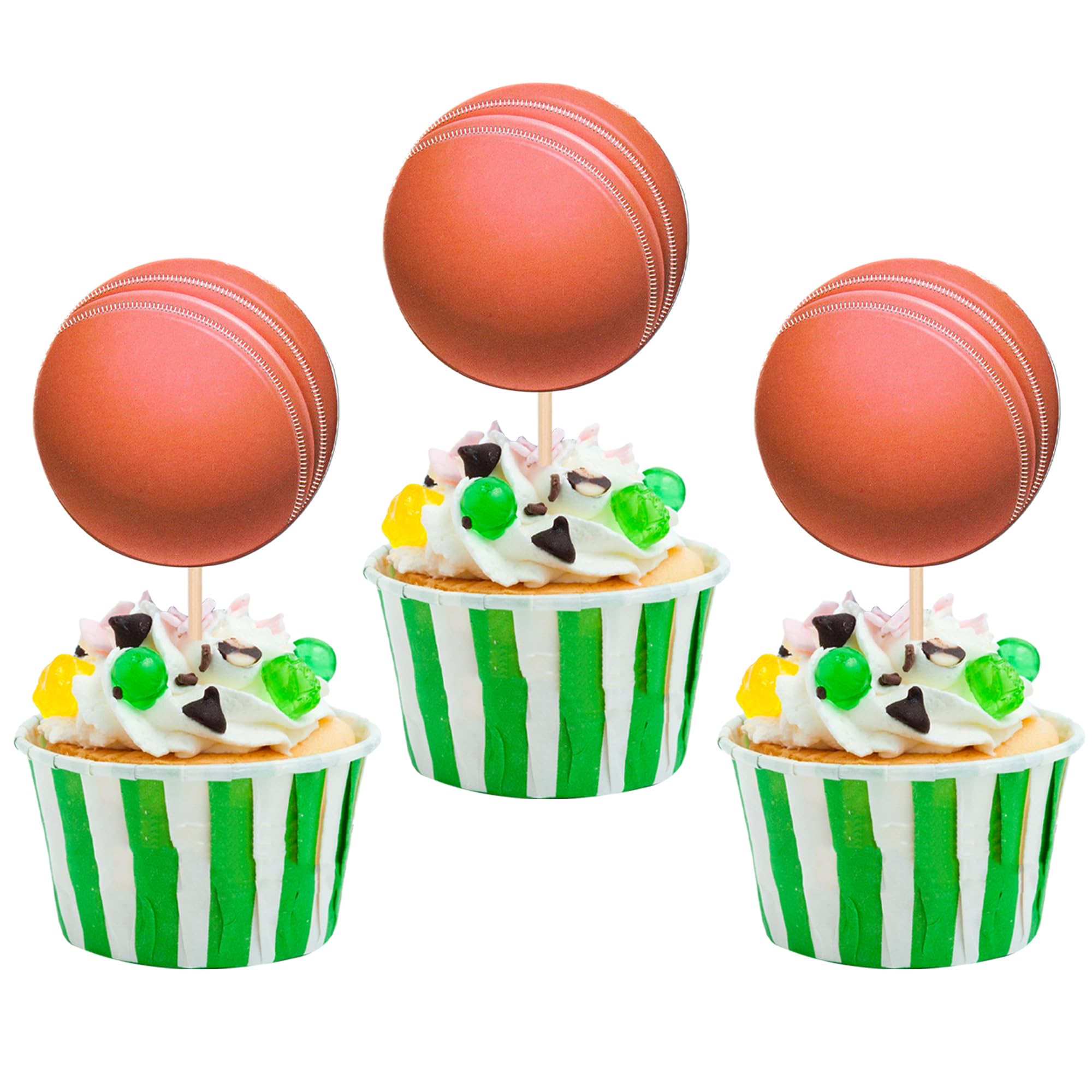 Amazon.com: 40 PCS Cricket Cupcake Toppers Double Sided Sports Ball ...