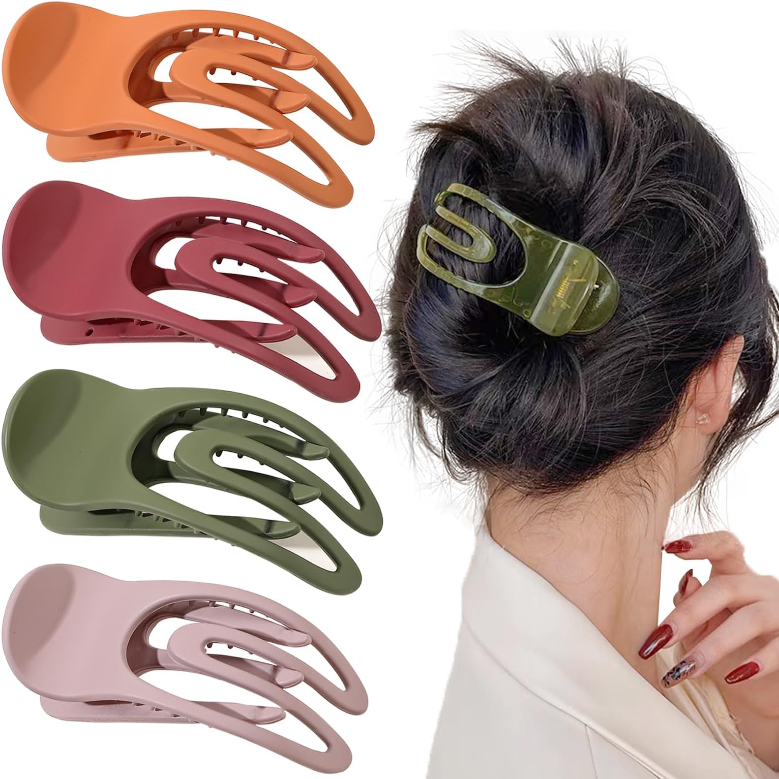 Amazon.com : 4 PCS French Concord Flat Hair Clips for Women 3.54 Inch ...