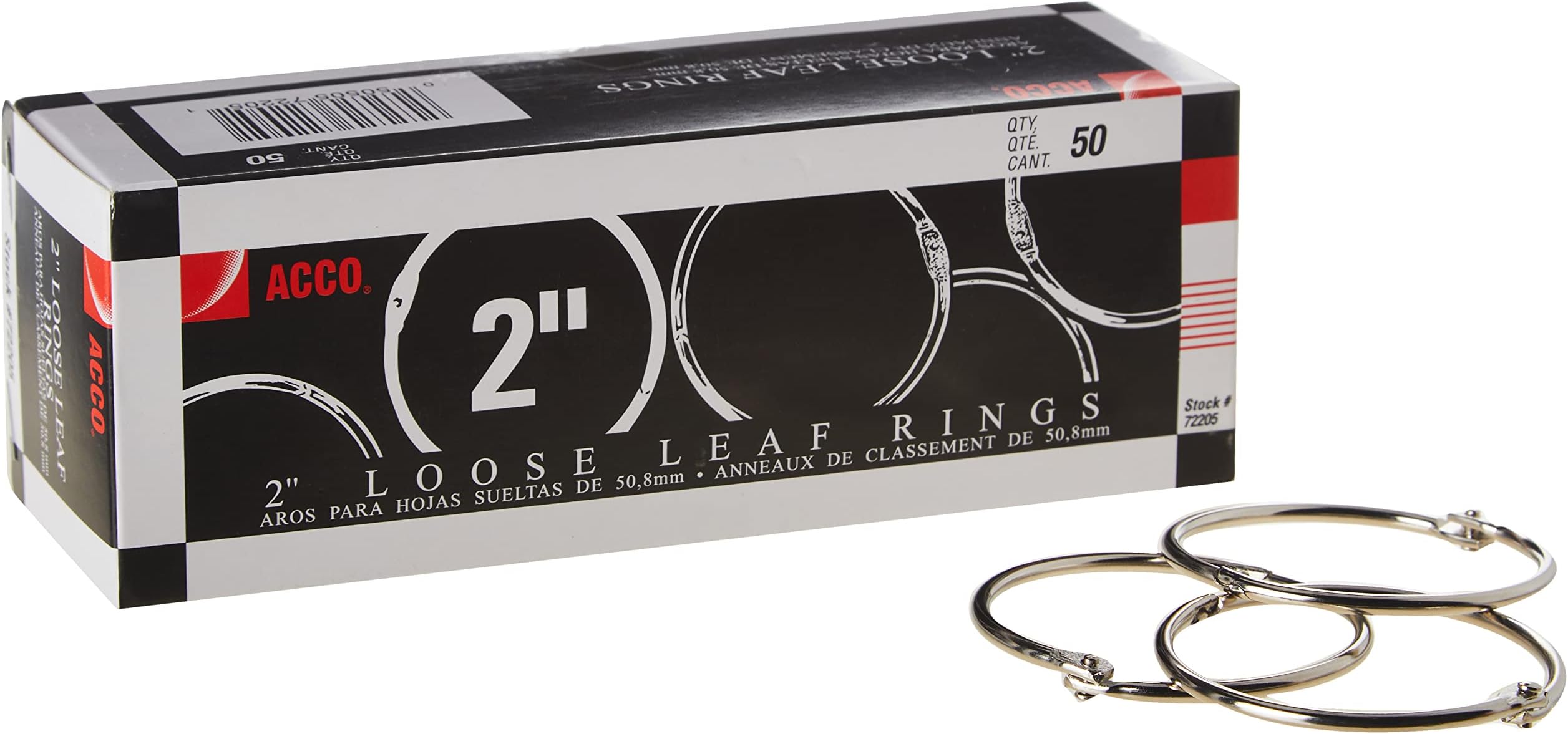 ACCO Loose Leaf Binder Rings, 2-Inch Diameter, Silver, 50 Rings Per Box ...