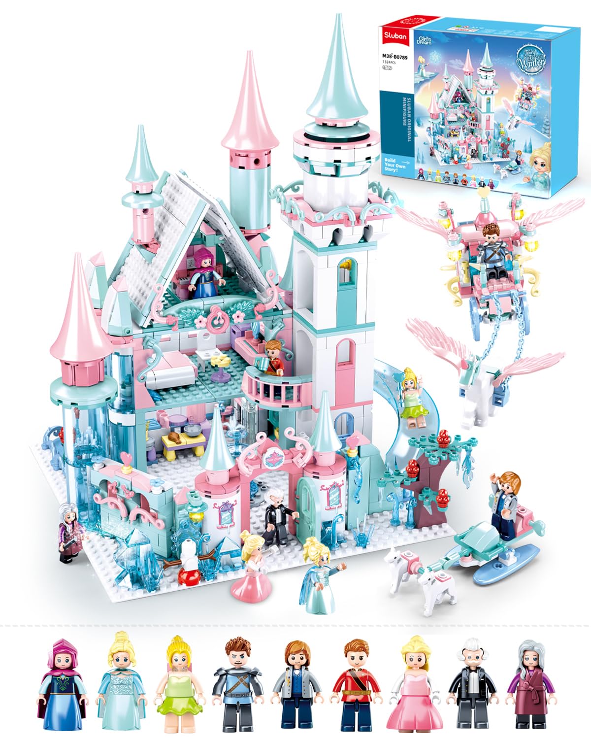 Amazon.com: Frozen Castle Girl Set, Ice Princess Castle Building Set ...