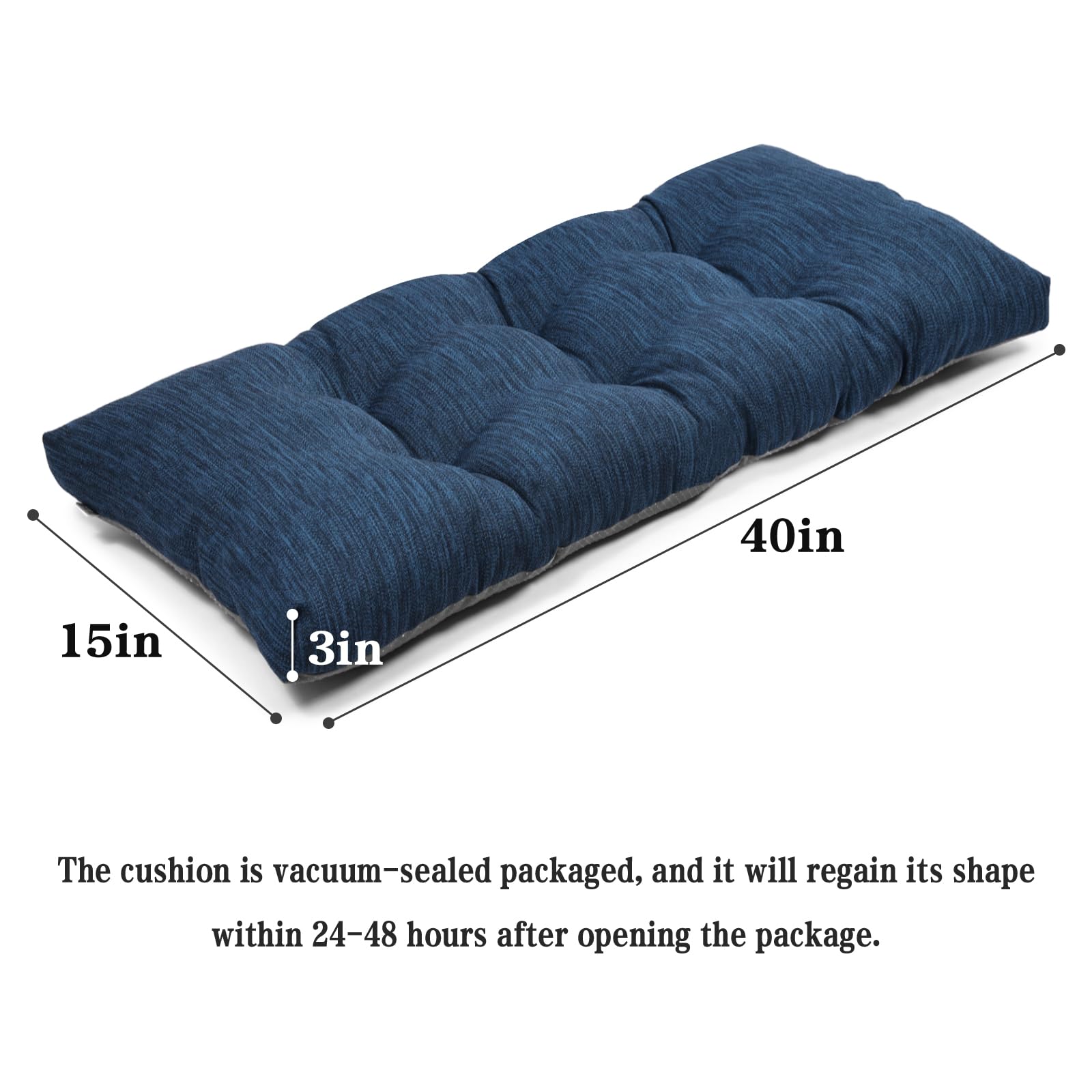 baibu 40 Inch Classic Solid Color Bench Cushion with Ties, Super Soft ...
