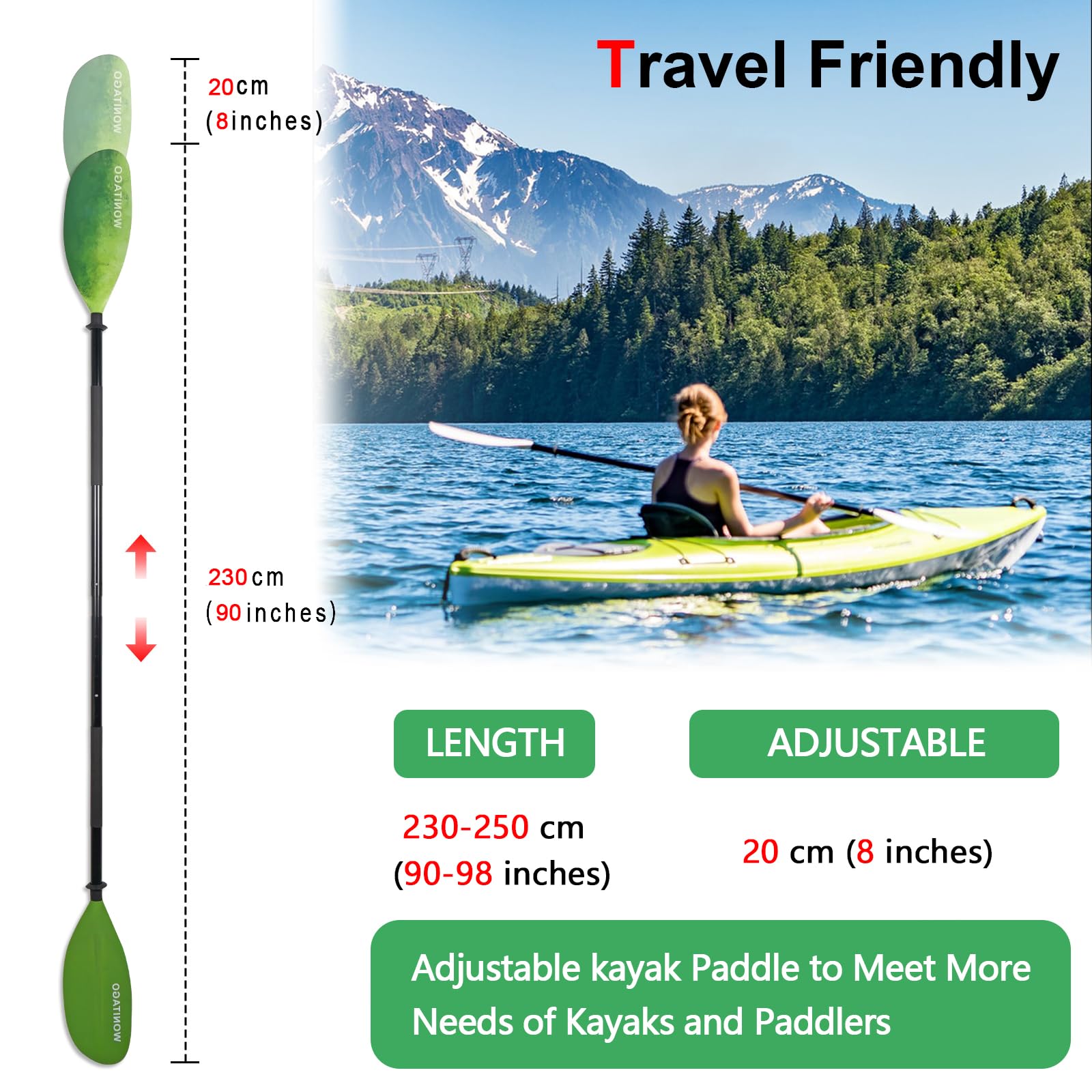 Kayak Paddles with Alloy Shaft and PP Blade, Floating Kayaking Oars ...