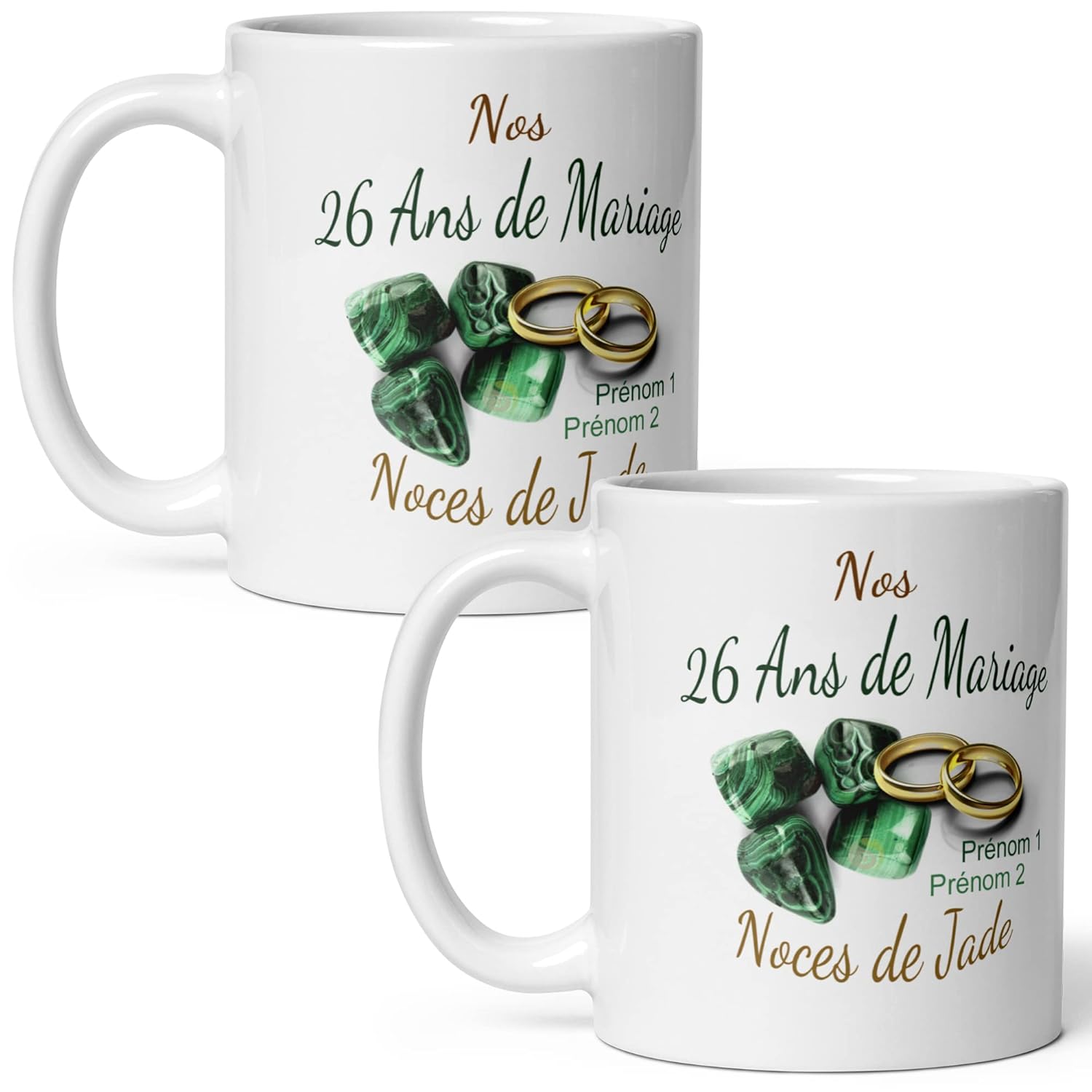 Mug duo 26 ans noces de Jade personnalisable anniversaire mariage 2 prénoms tasse Idée Cadeau ...