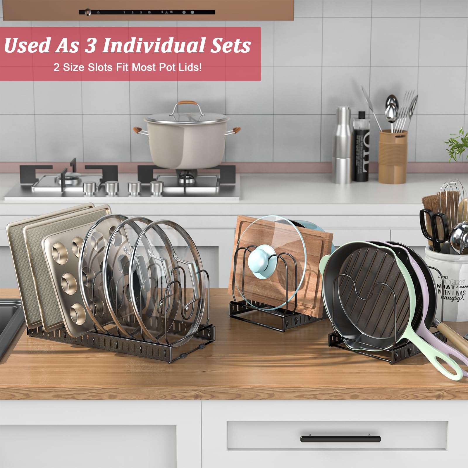 Snapklik.com : X-cosrack 15 Adjustable Dividers Pot And Pan Organizer ...