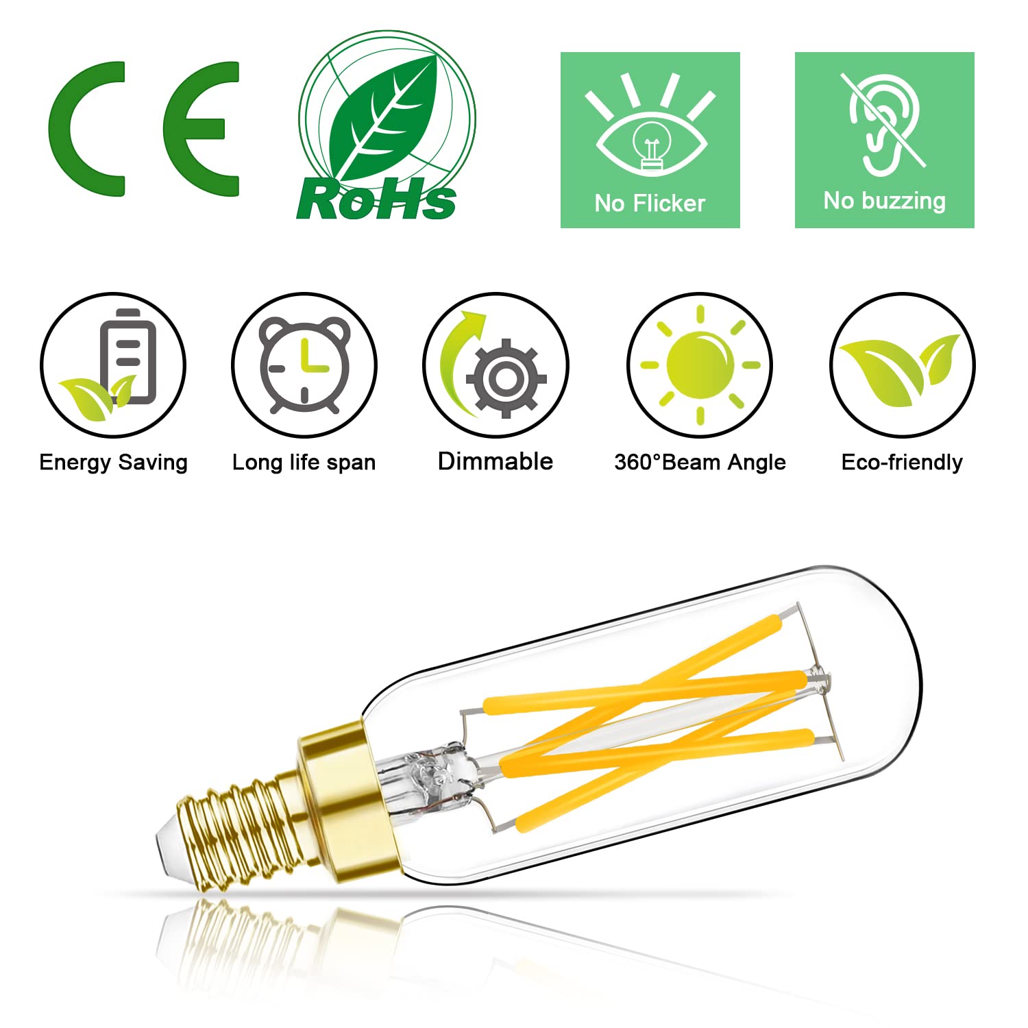 E12 LED Bulb Dimmable, 4W Equal 40W E12 Candelabra Bulbs, Warm White ...