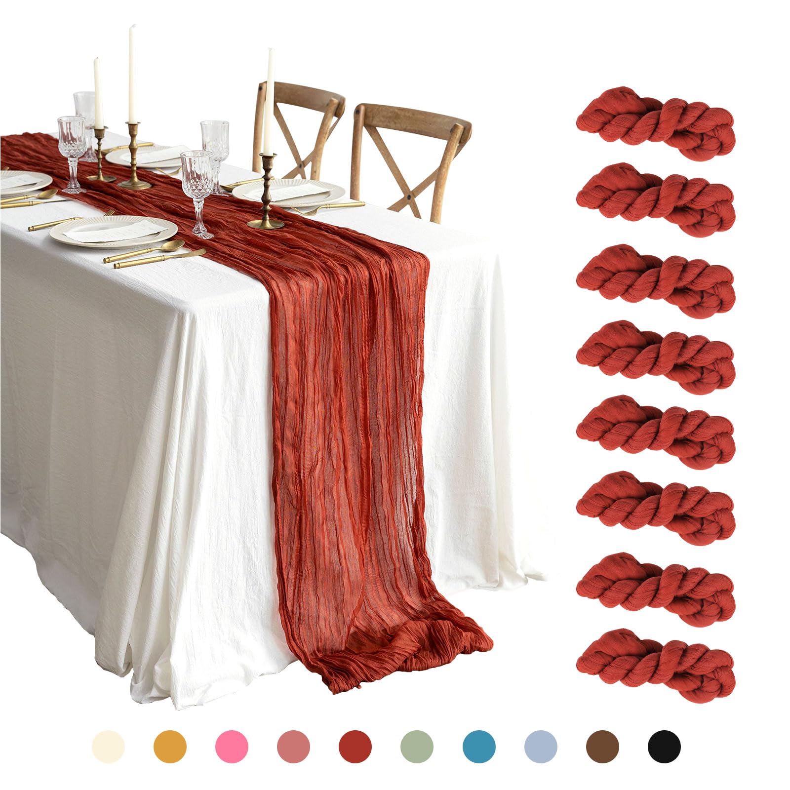 Amazon.com: ASIZZED 8PCS Red Cheesecloth Table Runner 10FT Bulk Boho ...