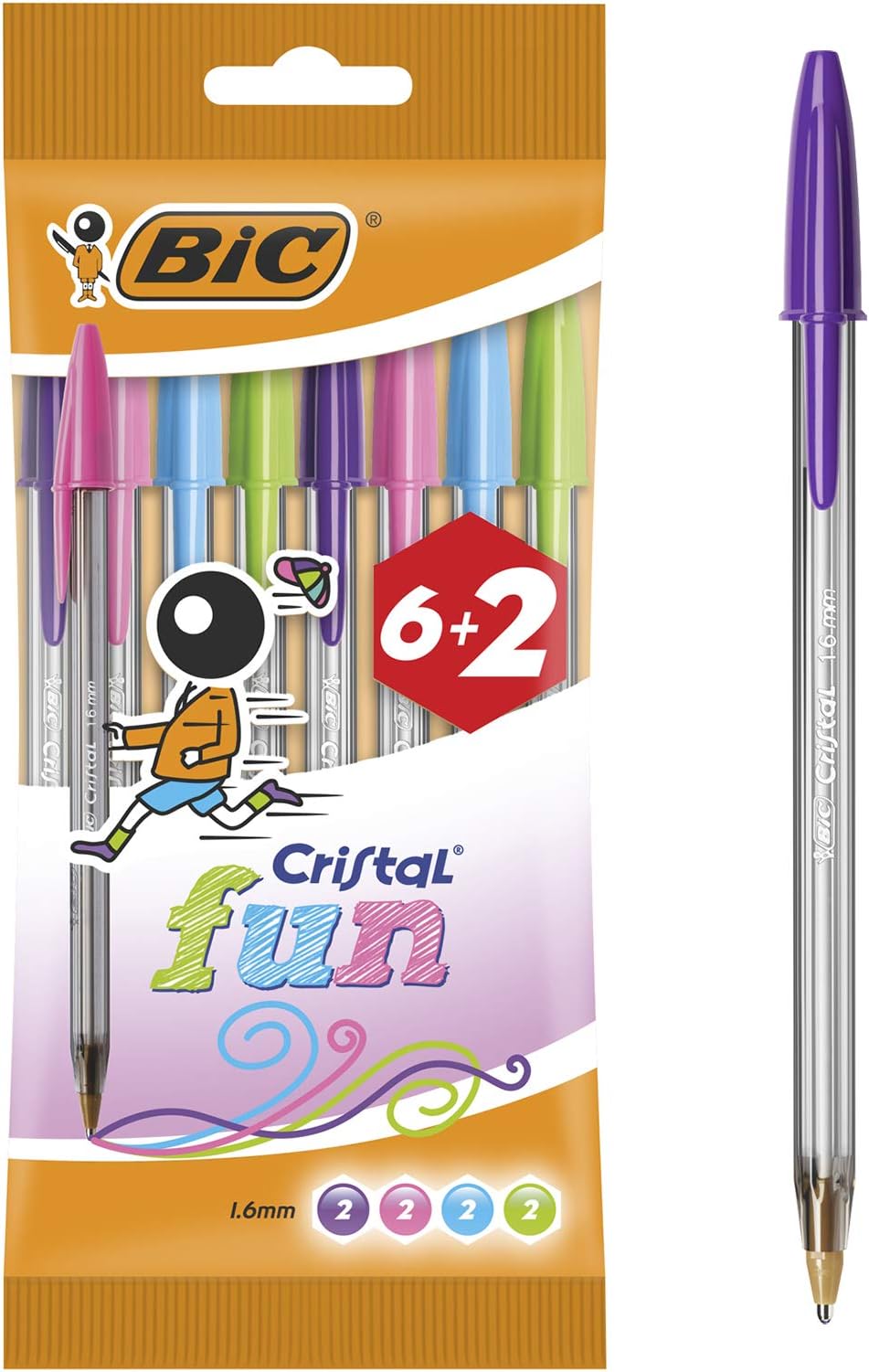 BIC 8963811 - Confezione da 6+2 penne a sfera, multicolore : Amazon.it ...