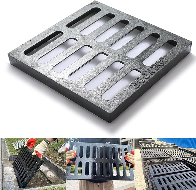 Amazon.com: Cast Iron Drain Grate, 12 * 12in Heavy Duty Outdoor Drain ...