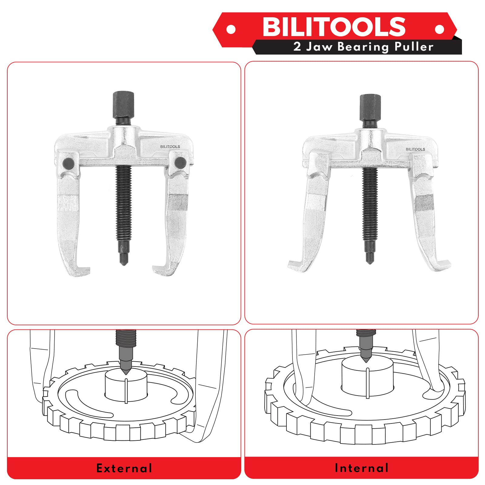 Snapklik.com : 4 2-Jaw Gear Puller, Internal External For Removal Of Pulleys Flywheels Bearings ...