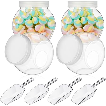 Amazon.com: 6 Pcs Hexagon Plastic Candy Jar with 6 Candy Scoops 73 oz ...