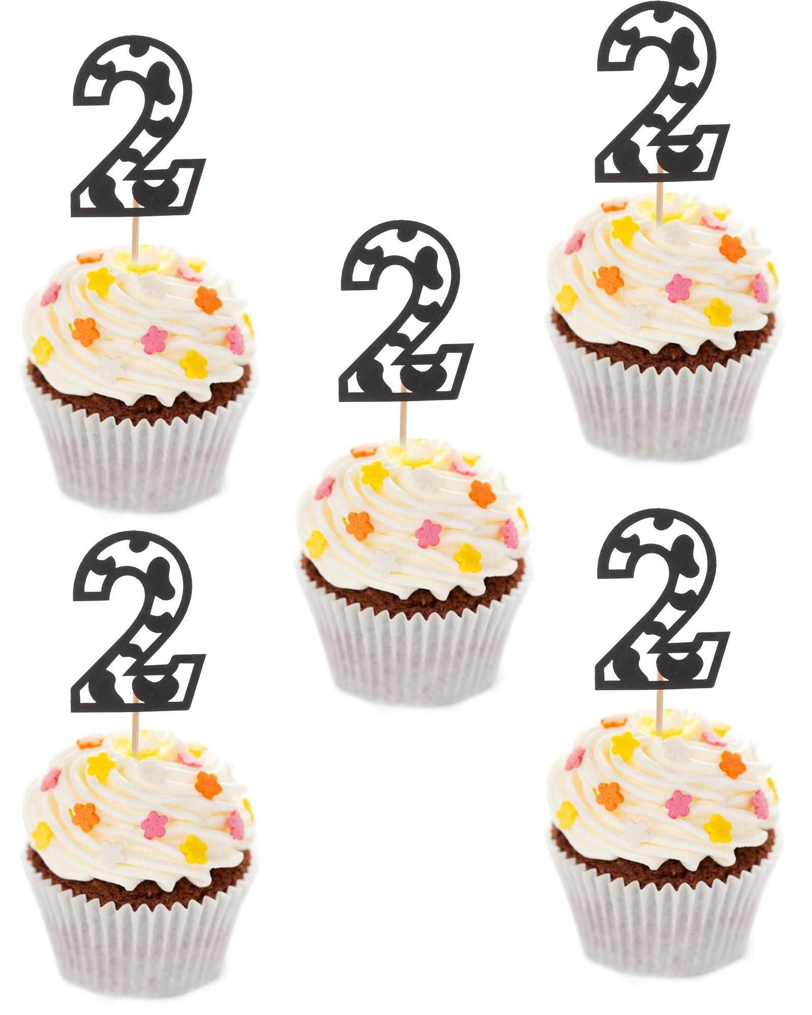 Amazon.com: Cow Second Birthday Cupcake Toppers - 36pcs Farm Themed ...