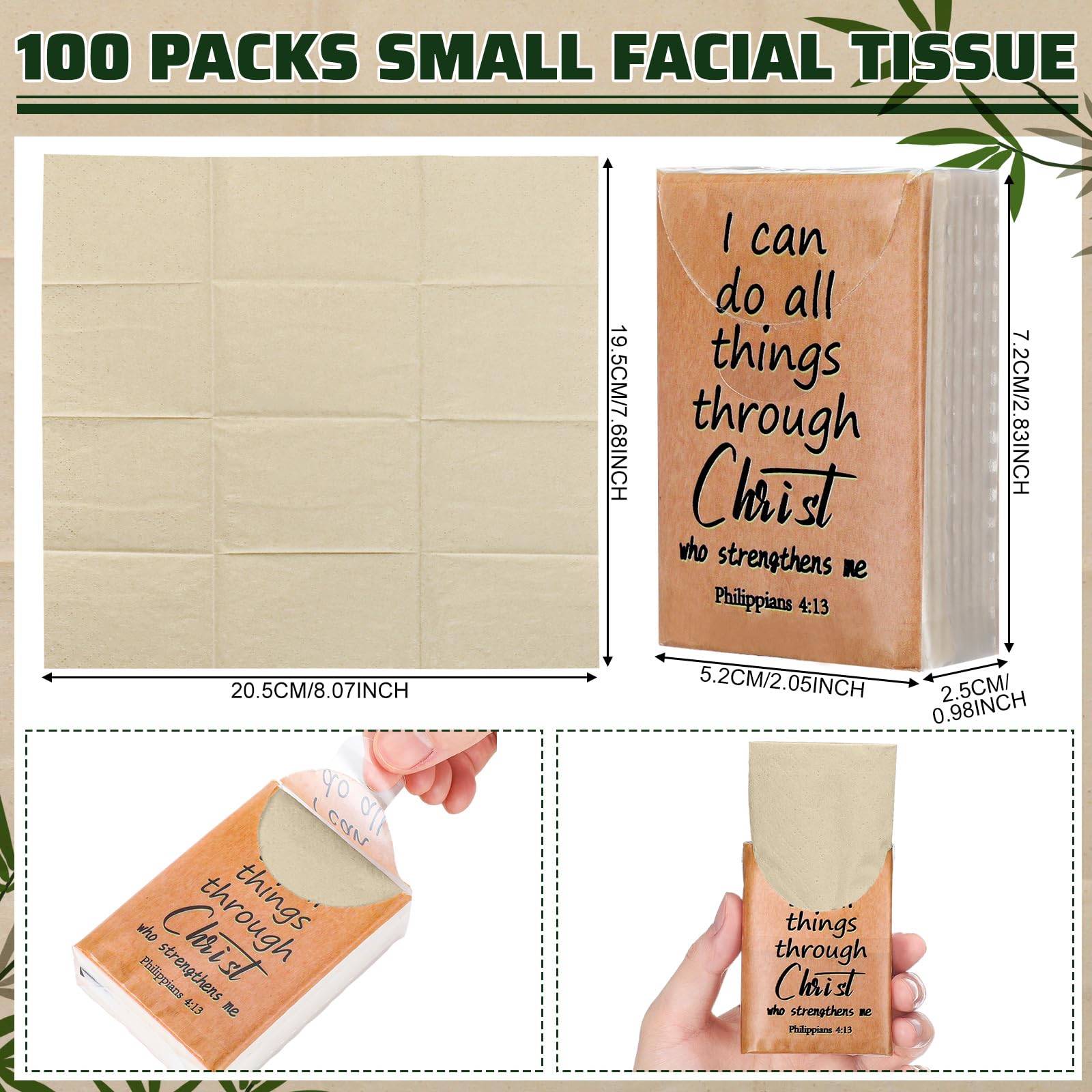 Snapklik.com : 50 Pack Christian Pocket Tissues Bible Verse Travel ...