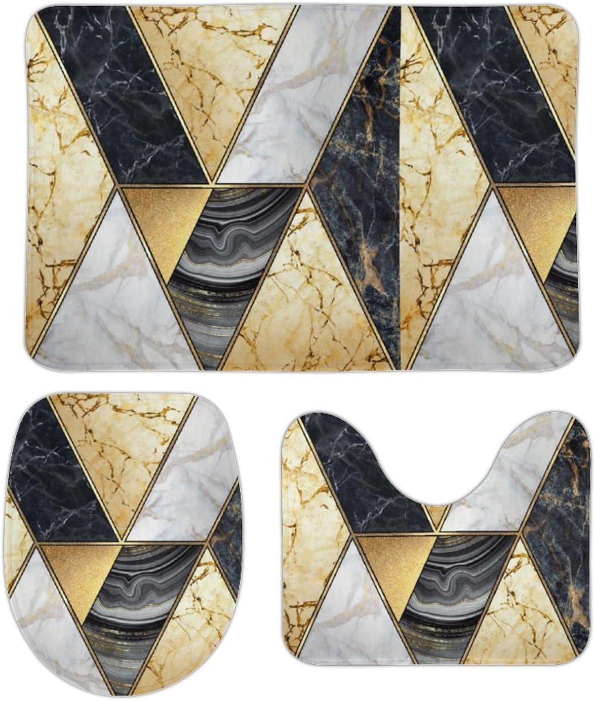 DamTma Bath Mat Modern Luxury Geometric Marble Black Gold Bathroom Rugs ...