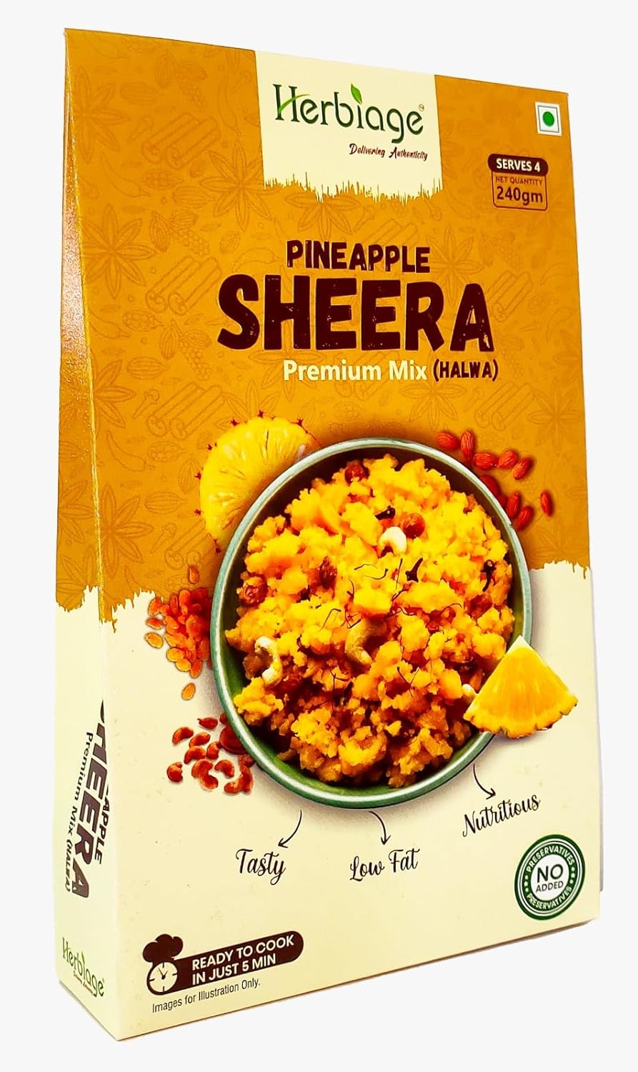 Herbiage Pineapple Sheera Premium Mix, (240 GM) (Pack Of 4) : Amazon.in ...