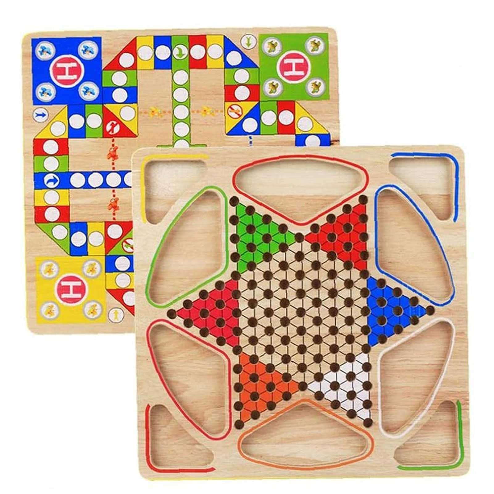 Wooden Chinese Checkers Set 60 Checkers In 6 Colors Classic ...