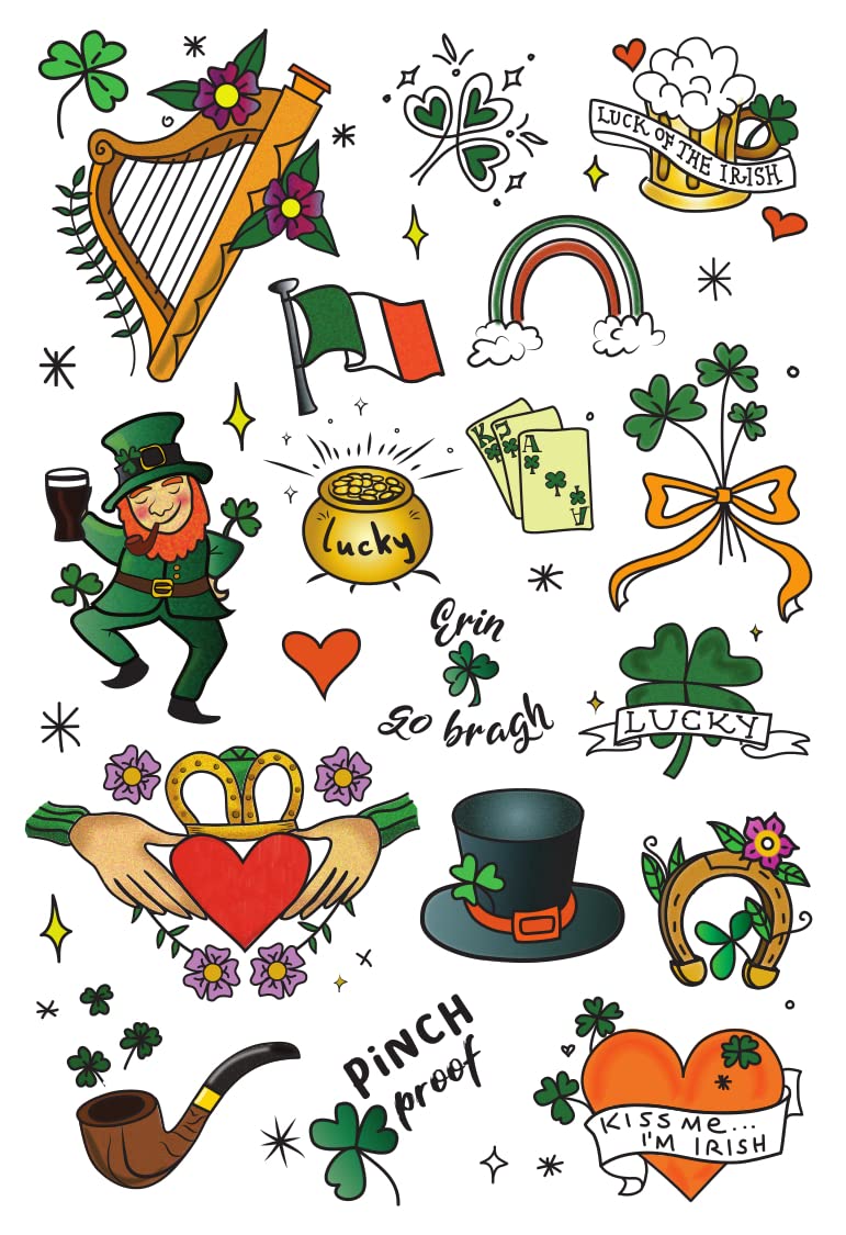 Amazon.com : Temporary Tattoo Set By Tatsy, St. Patrick's Set, Fake ...