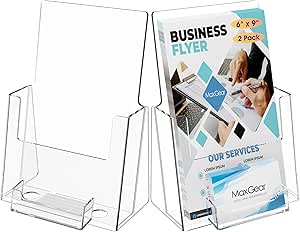 MaxGear Brochure Holder 6x9 inch with Business Card Organizer, Acrylic ...