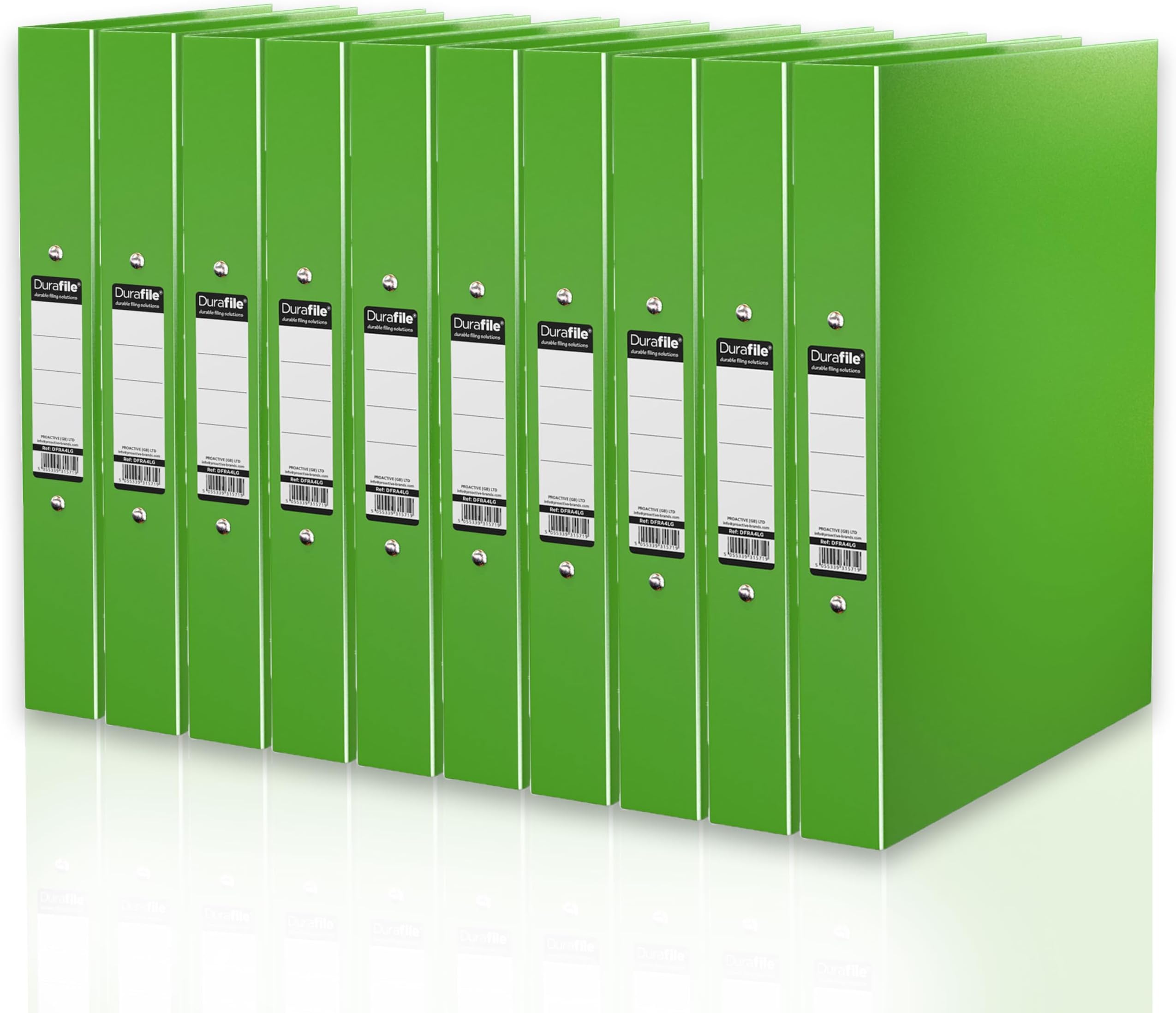 Durafile Ring Binder A4 Files, Light Green, Pack of 10 Folders, Heavy ...