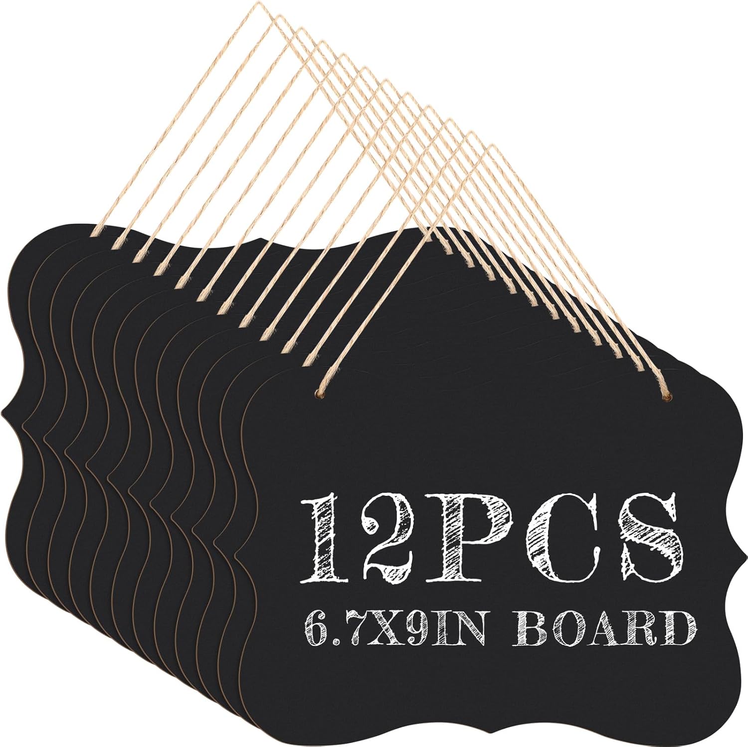 Amazon.com : Harloon 12 Pcs Hanging Chalkboard Signs Bulk Double Sided ...