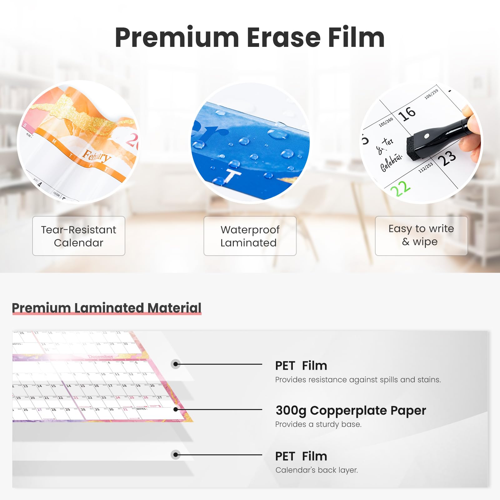 Snapklik.com : EYROZILL Large Dry Erase Wall Calendar 2025-2026, 32"x48 ...