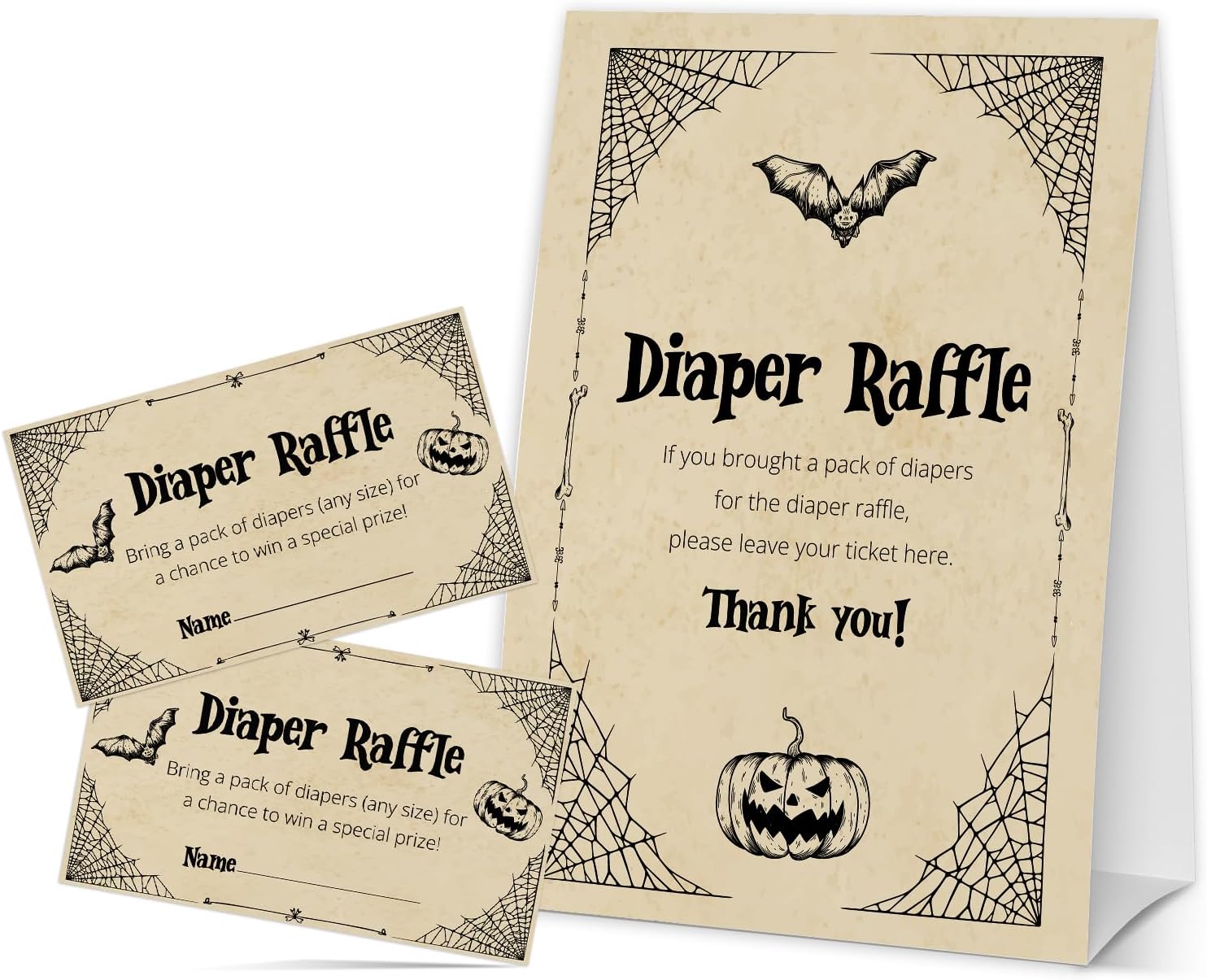 Amazon.com: seclate Halloween Baby Shower Games - 50 Diaper Raffle ...