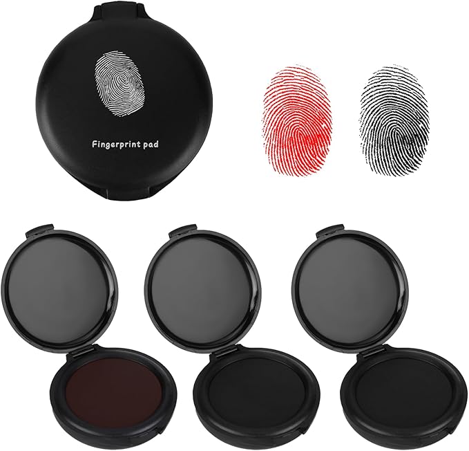 PZJFH Fingerprint Ink Pad No-Clean 3PCS Professional Thumbprint Ink Pad ...