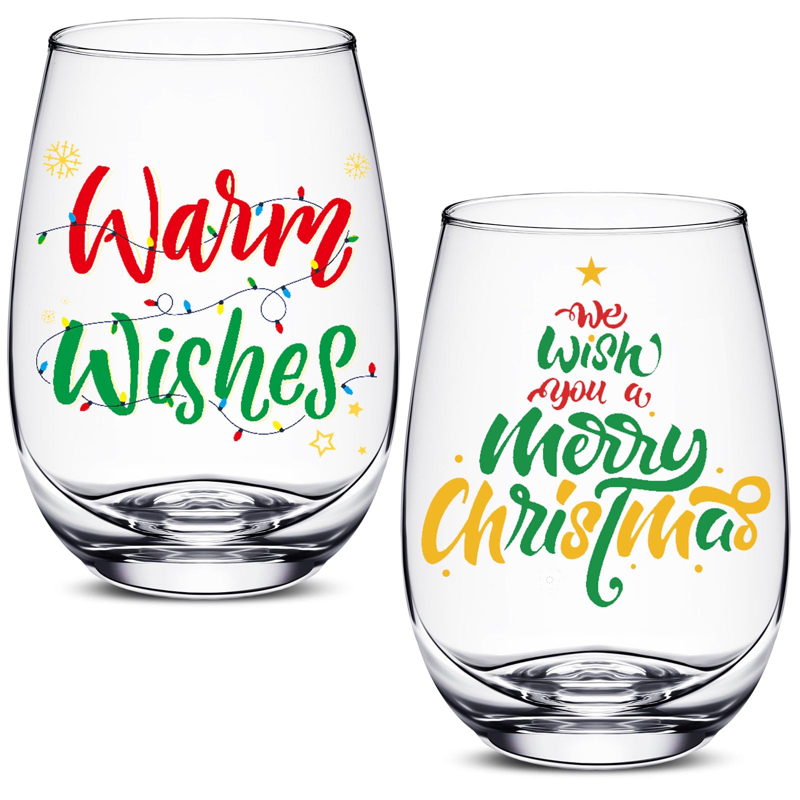Amazon.com | Domensi 2 Pcs Christmas Wine Stemless Glasses 15 oz Funny ...