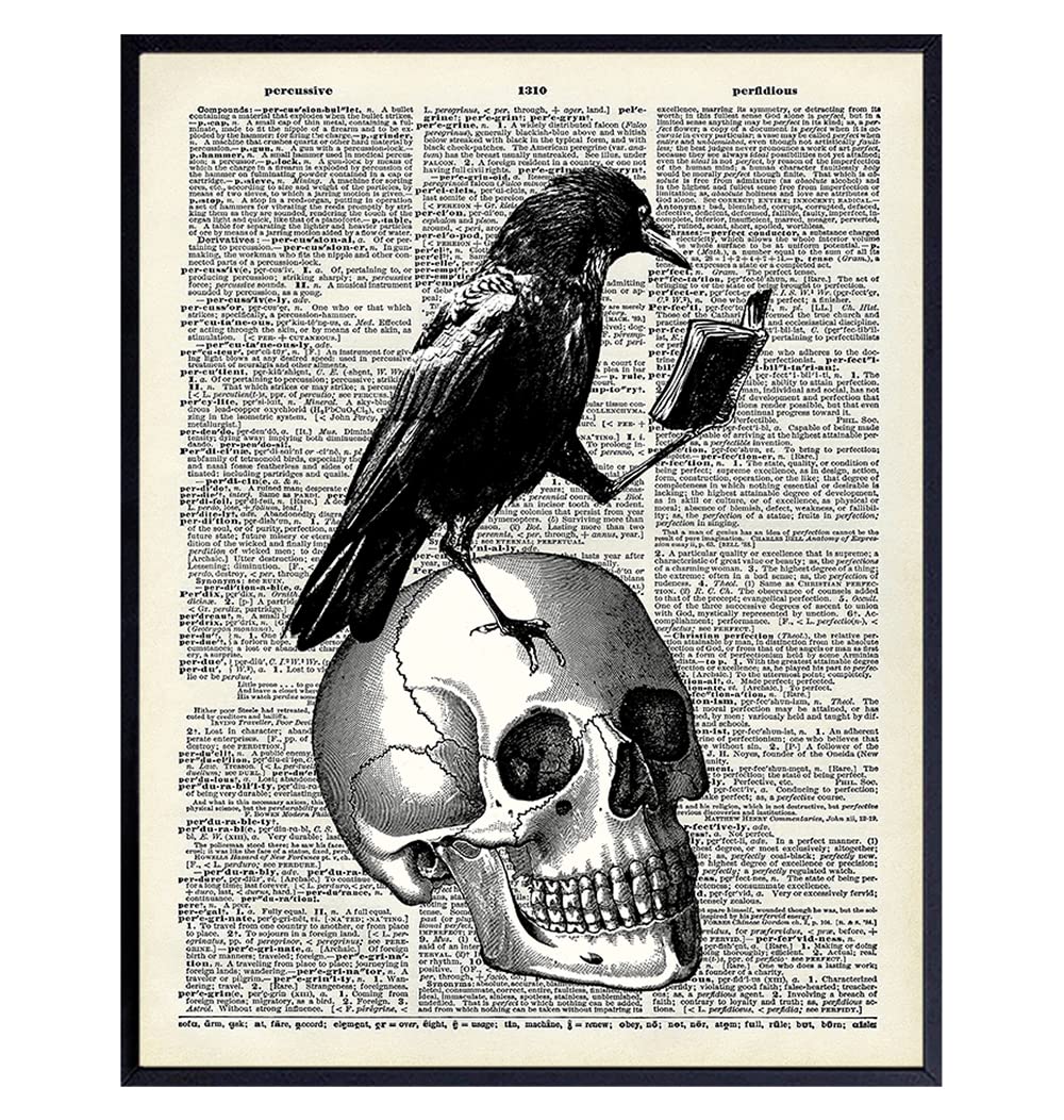 Amazon.com: Edgar Allan Poe The Raven Gothic art 11x14 - Vintage Skull ...