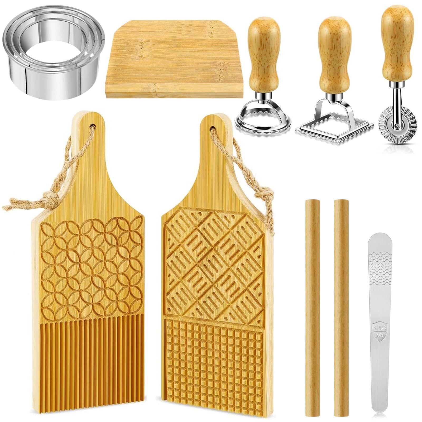 Amazon.com: BEVBBJOA 12 Pcs Wood Gnocchi Pasta Making Tool,Gnocchi ...
