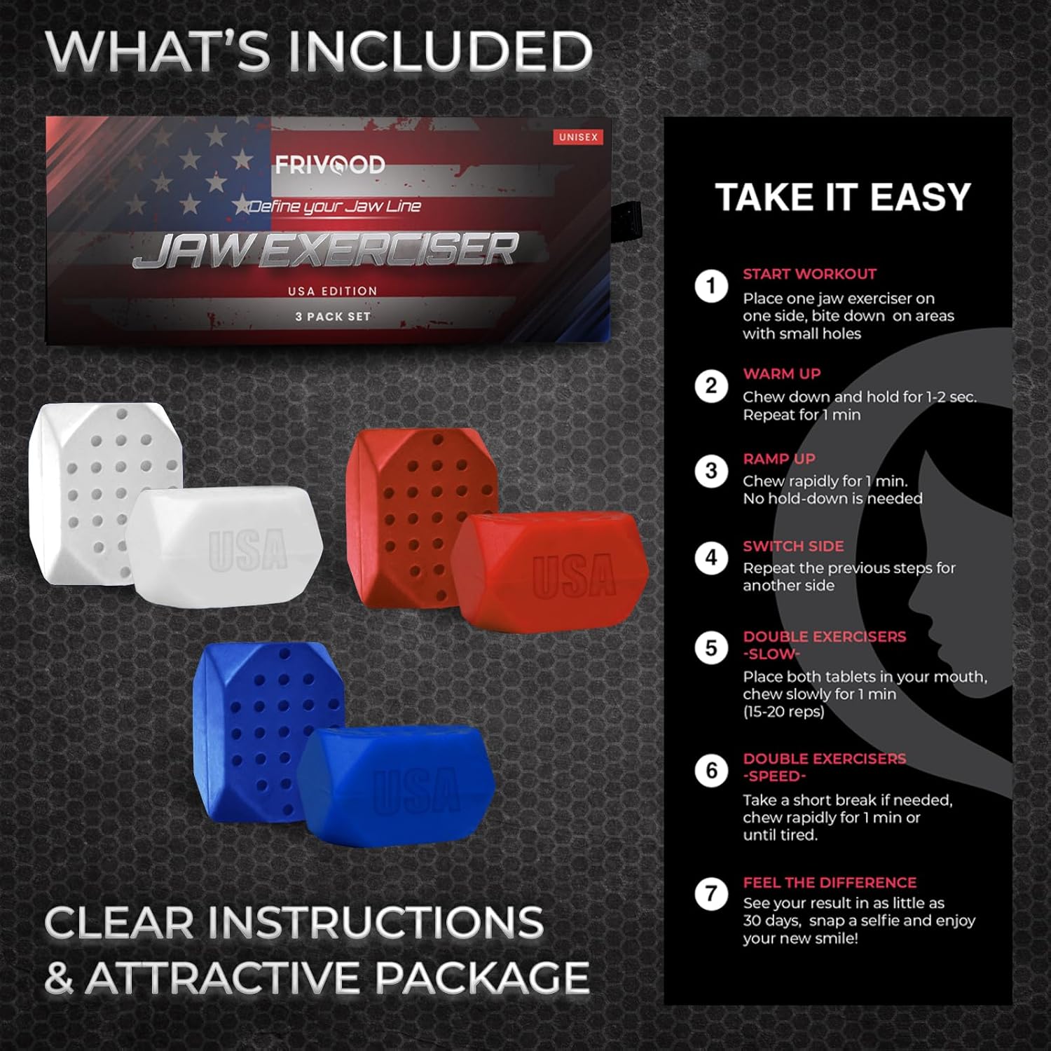 Jaw Exerciser for Men & Women Jawline Exerciser Set for Defined Jawline ...