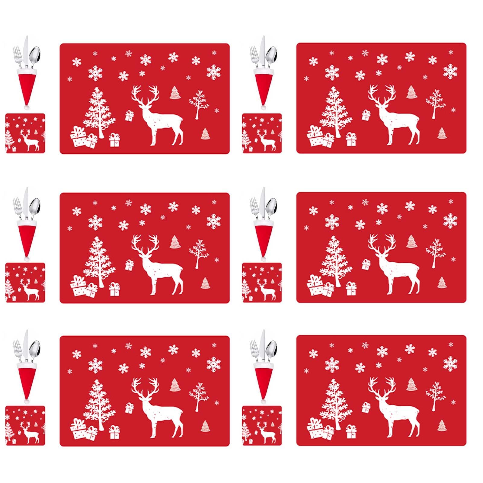 18Pcs Christmas Placemats Sets, Christmas Table Mats Christmas Dinner ...