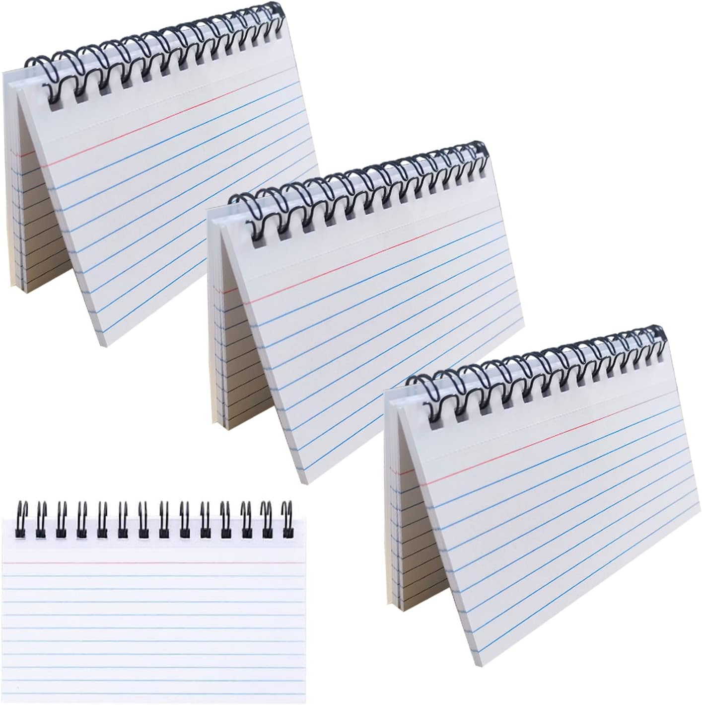 3 Pack Index Cards, 150 Pcs Wihte Flash Cards with Lined Revision Cards ...