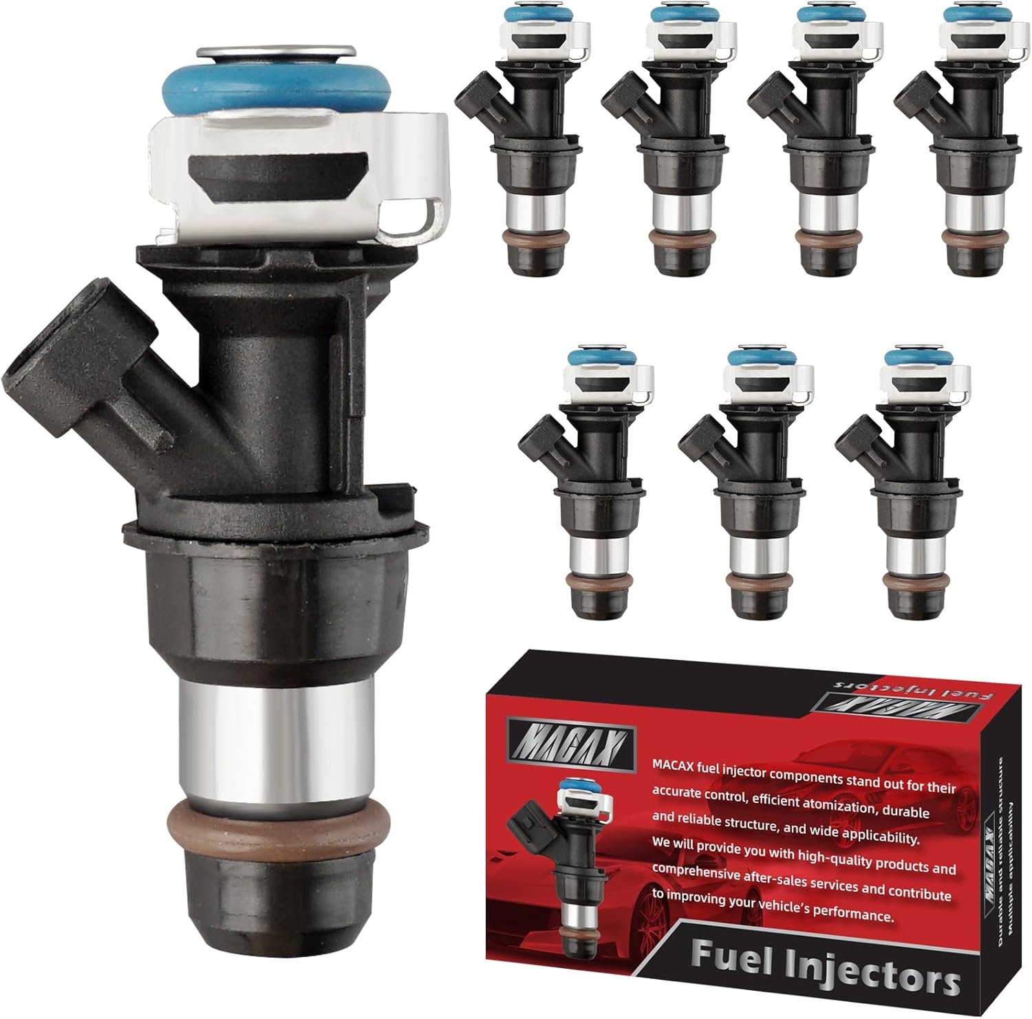 MACAX Set of 8 Fuel Injectors 17113553 Replacement Compatible with ...
