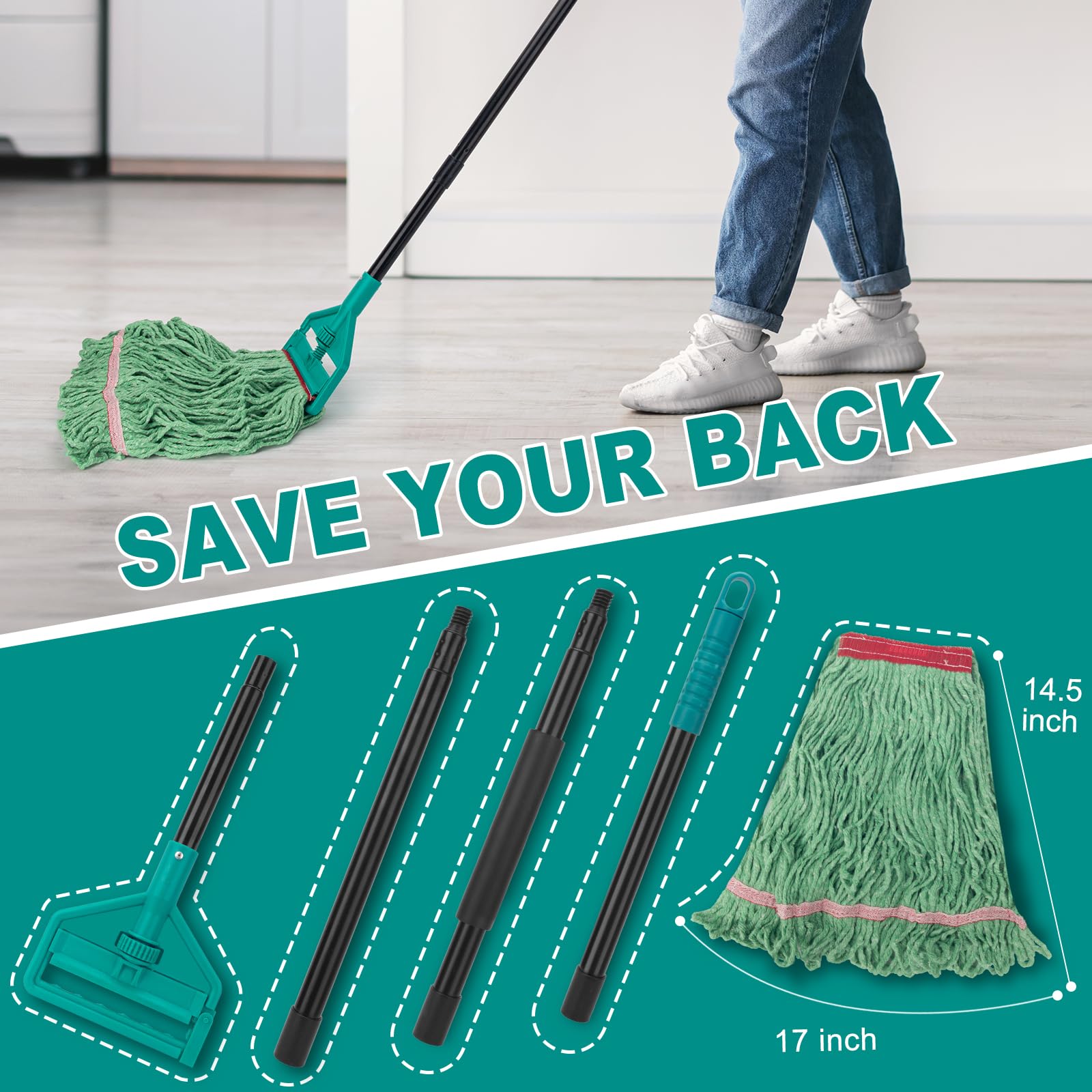 Snapklik.com : KeFanta 60 Inch Loop-End String Mop Heavy Duty ...