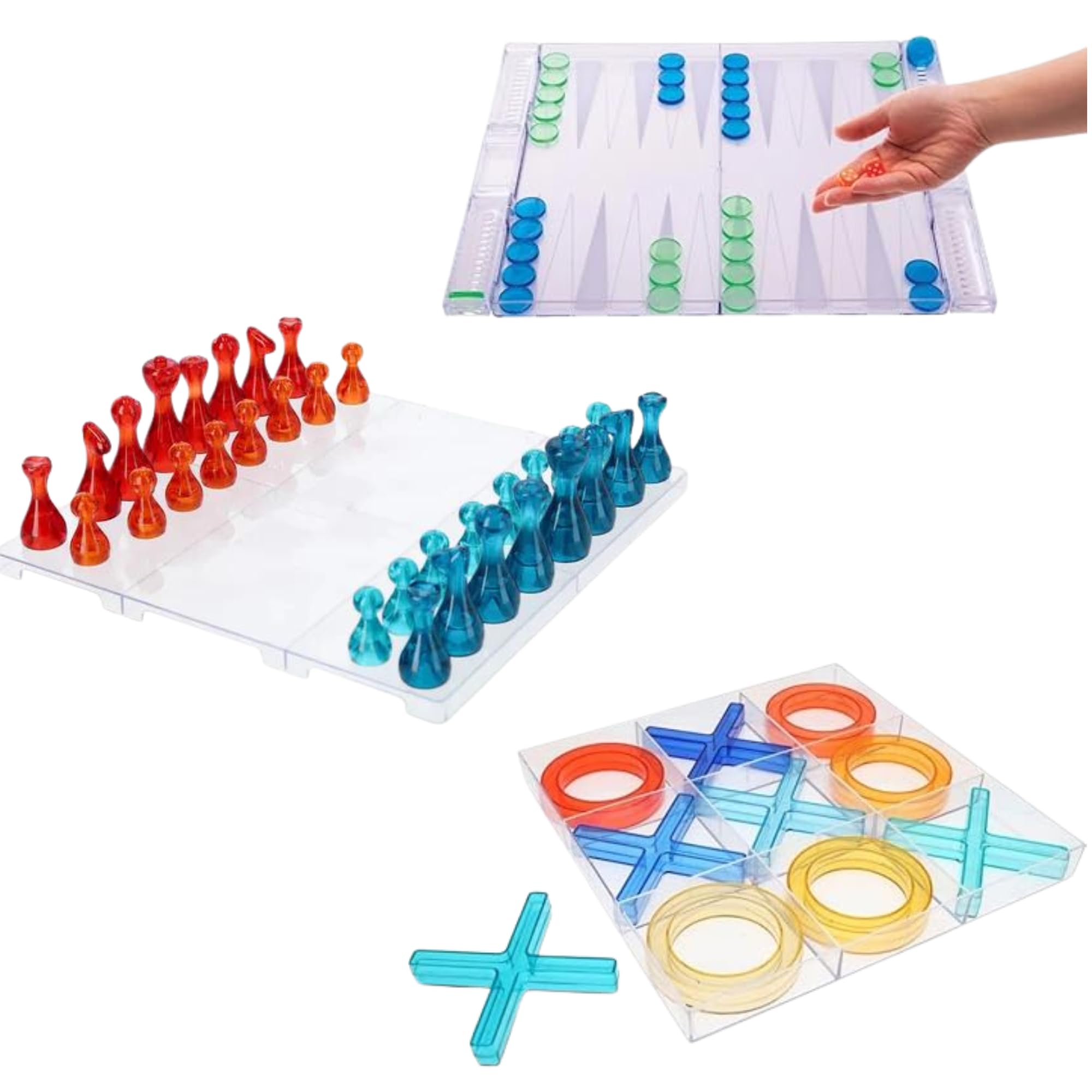 Buy Fun Learning Games Set Combo of Crystal Chess Board, Tic Tac Toe ...