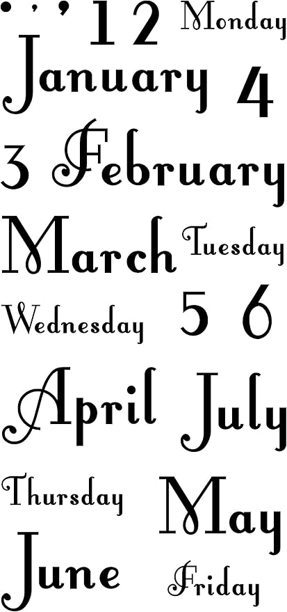 Amazon.com: Inkadinkado Months and Days Clear Stamps : Arts, Crafts ...