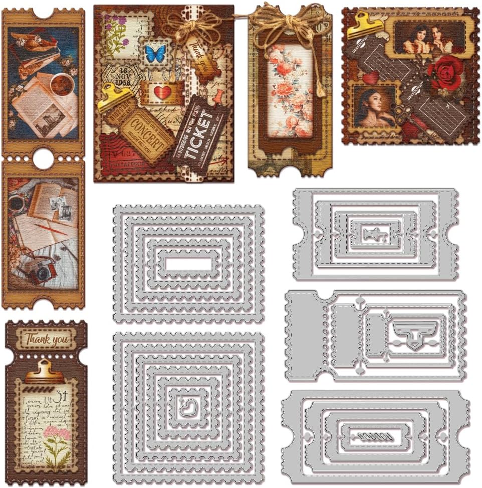 Amazon.com: GLOBLELAND Nested Stitched Ticket Cutting Dies for Card ...