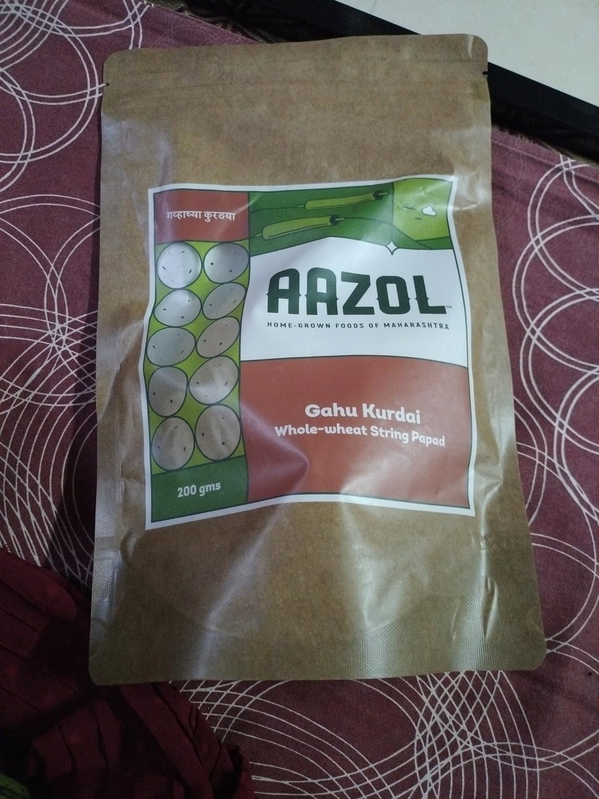 Aazol Whole Wheat String Papad: Gahu Kurdai - 600gms (Pack of 3-200gms ...