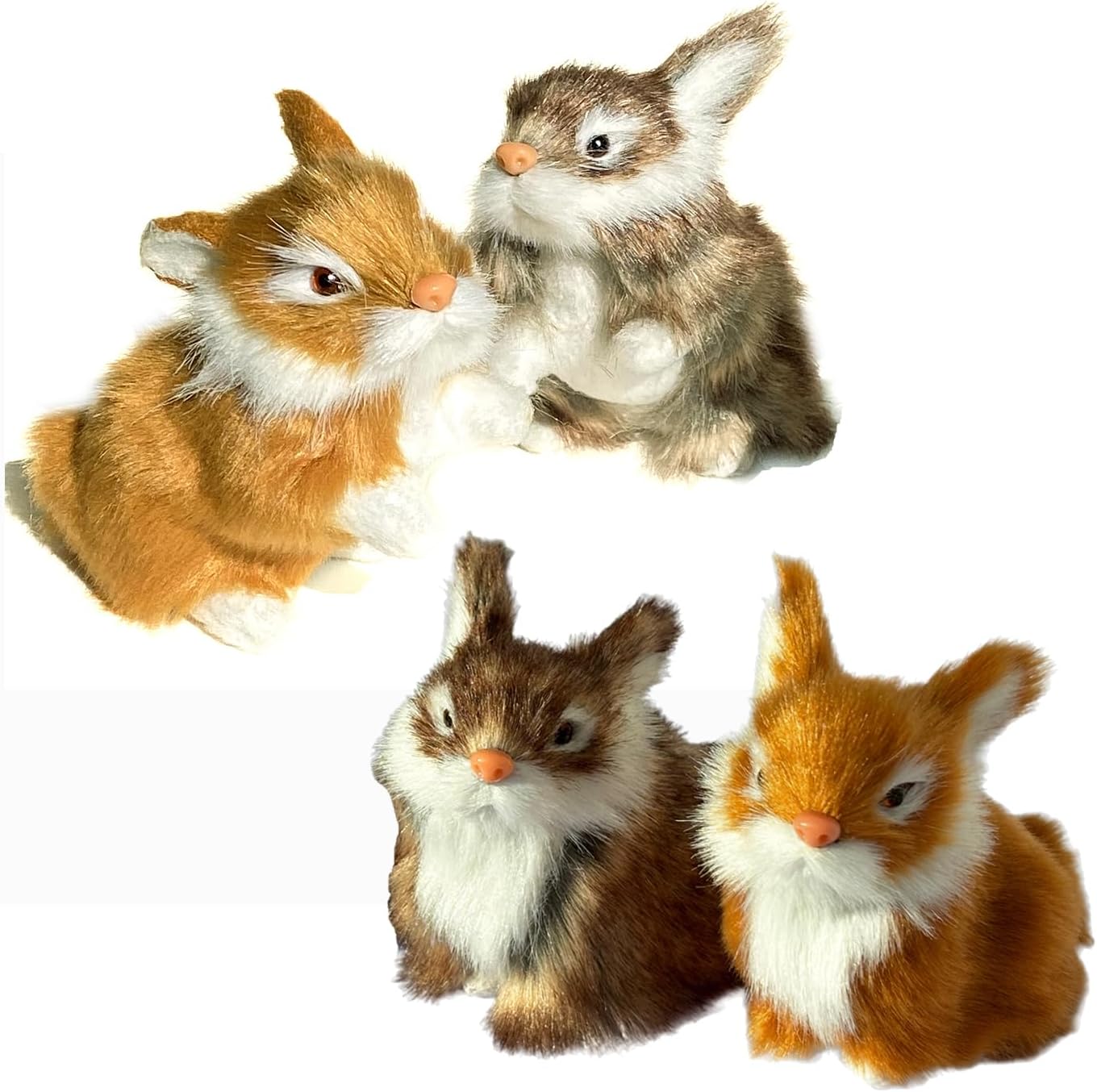 Amazon.com: Basuo-9Q Pack of 4 Assorted Faux Fur Mini Realistic Rabbits ...