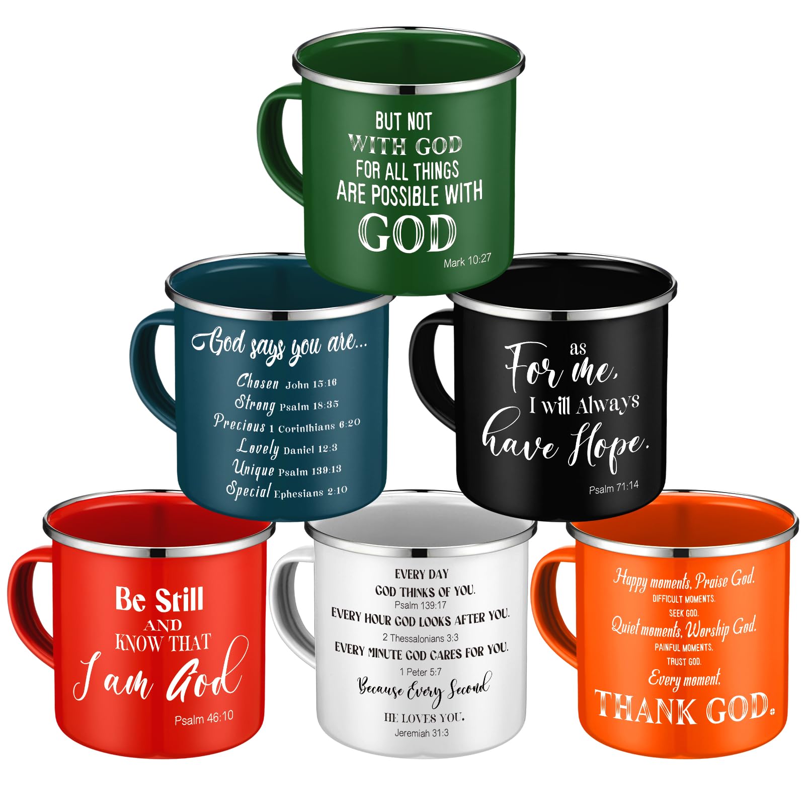 6 Pcs Christian Gifts Enamel Mug with Handle Coffee Mugs for Women ...