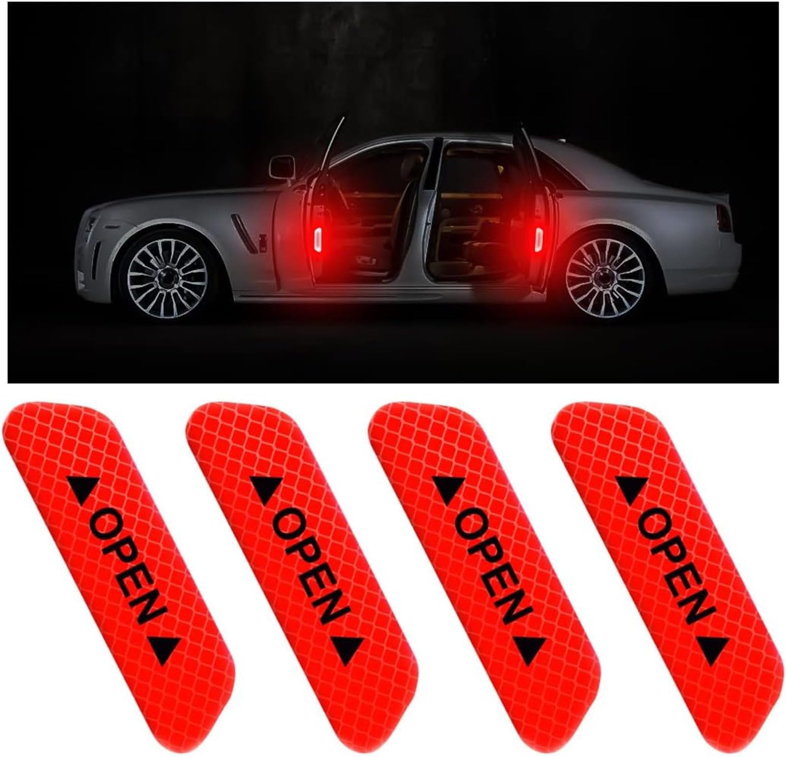 4 PCS Reflective Car Door Warning Stickers, Night Visibility Anti ...