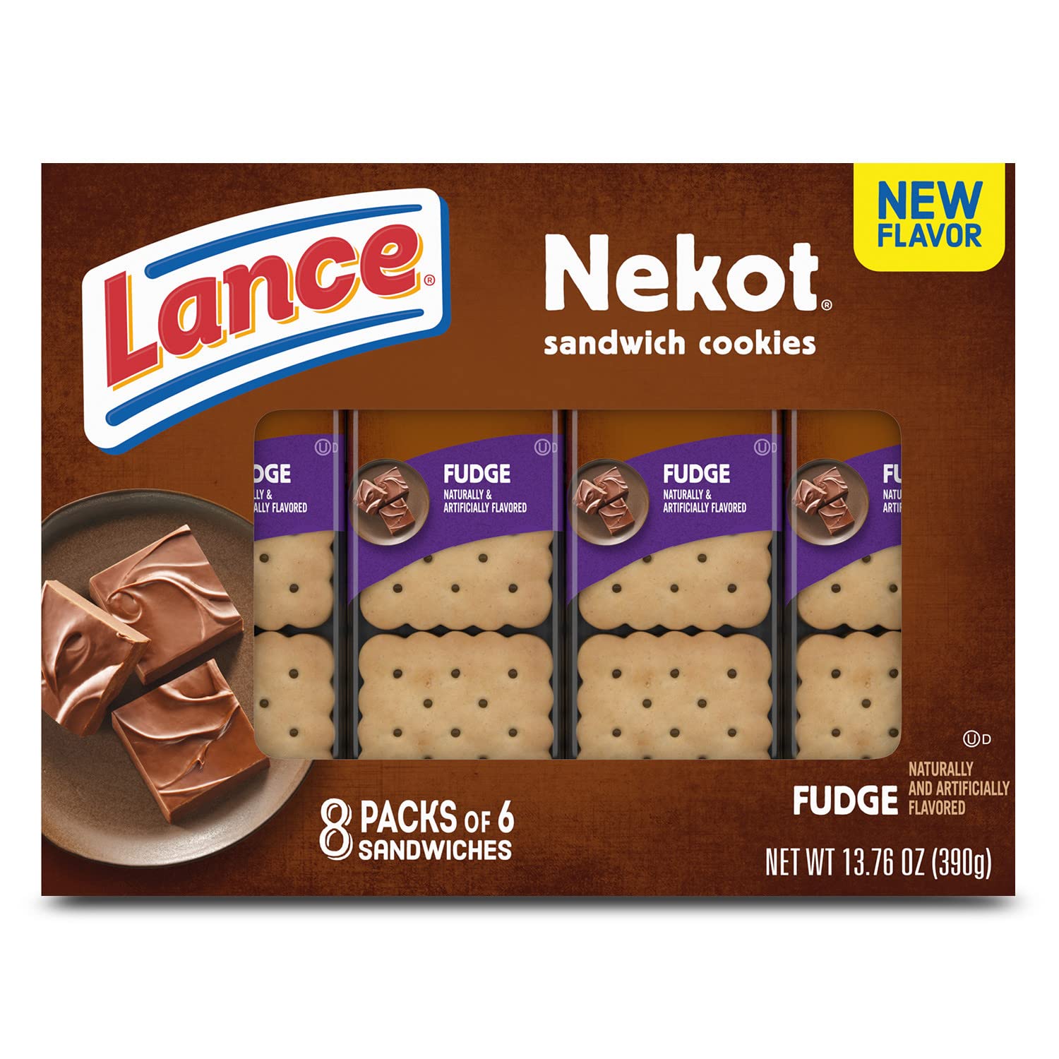 Amazon.com: Lance Sandwich Cookies, Nekot Fudge, 8 Count Box