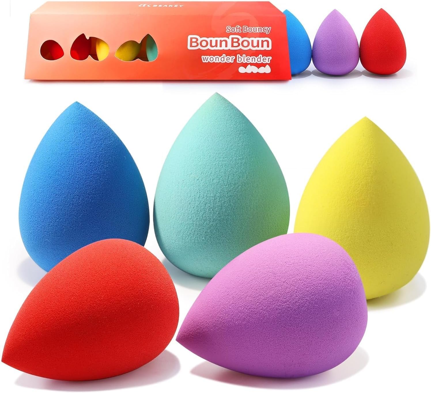 Amazon.com : BEAKEY Makeup Sponge 5 Pcs Set, Latex-Free Boun Boun ...