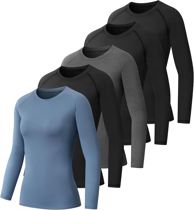 Amazon.com: NebuKinex 5 Pack Women's Compression Shirt Long Sleeve ...
