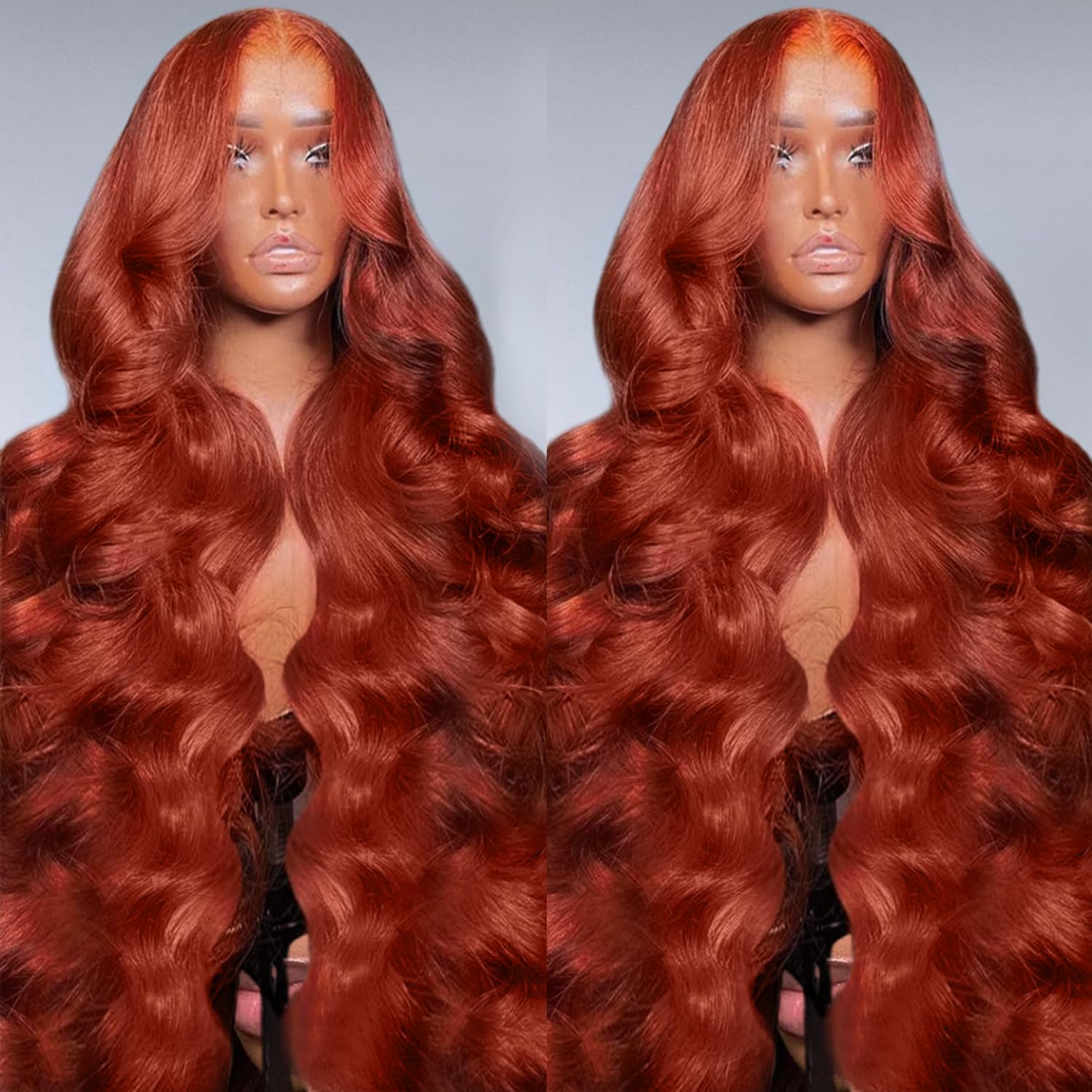 Amazon.com : MKMG 30 Inch Reddish Brown Lace Front Wigs Human Hair 13x4 ...